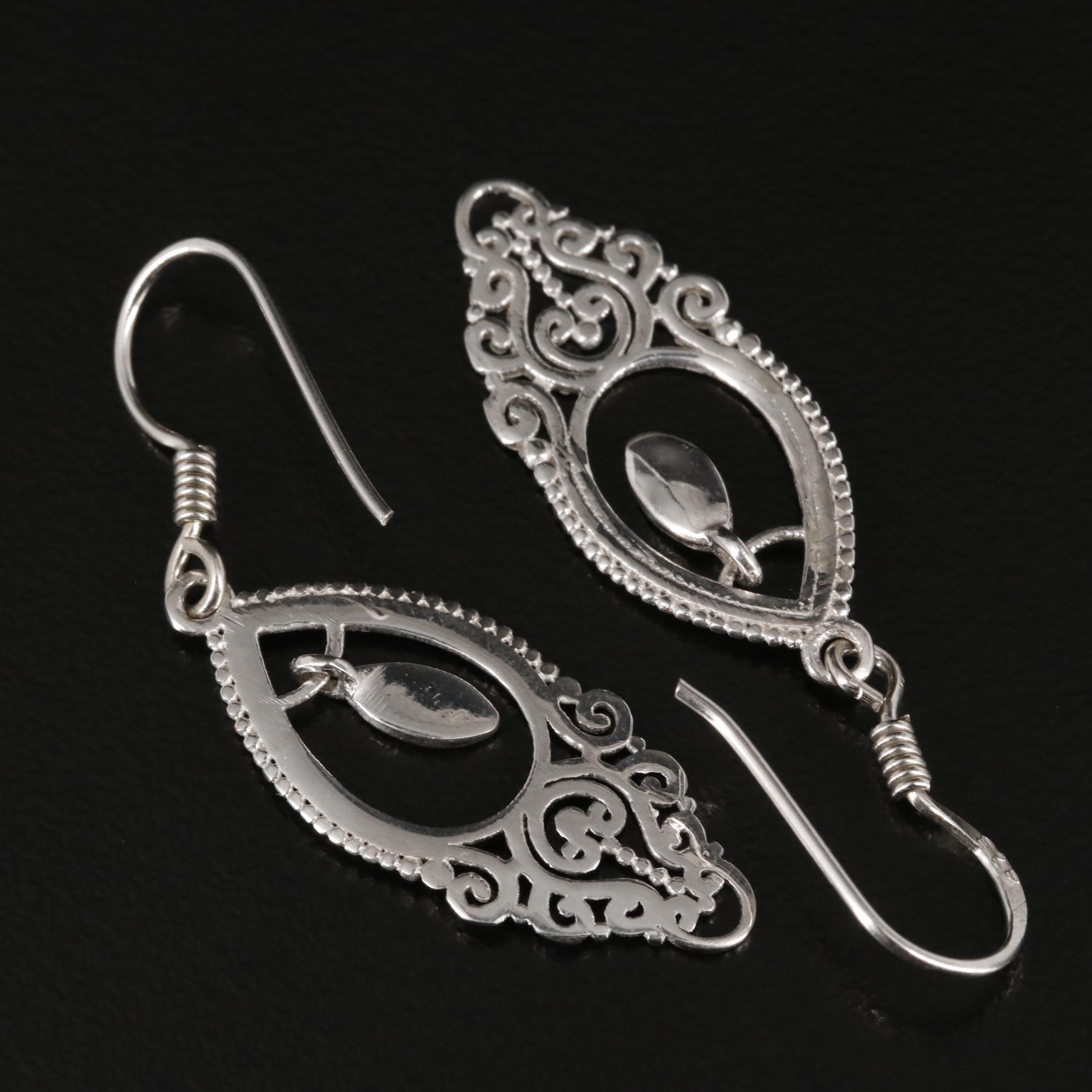 Sterling Scrollwork Dangle Earrings | EBTH