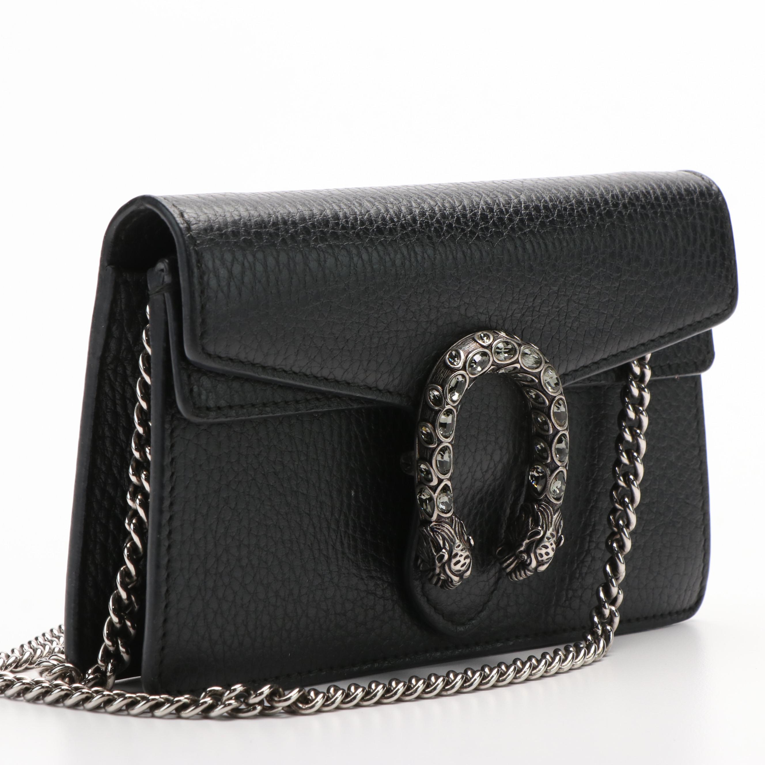 Gucci Dionysus Black Leather Chain Mini Shoulder Bag | EBTH