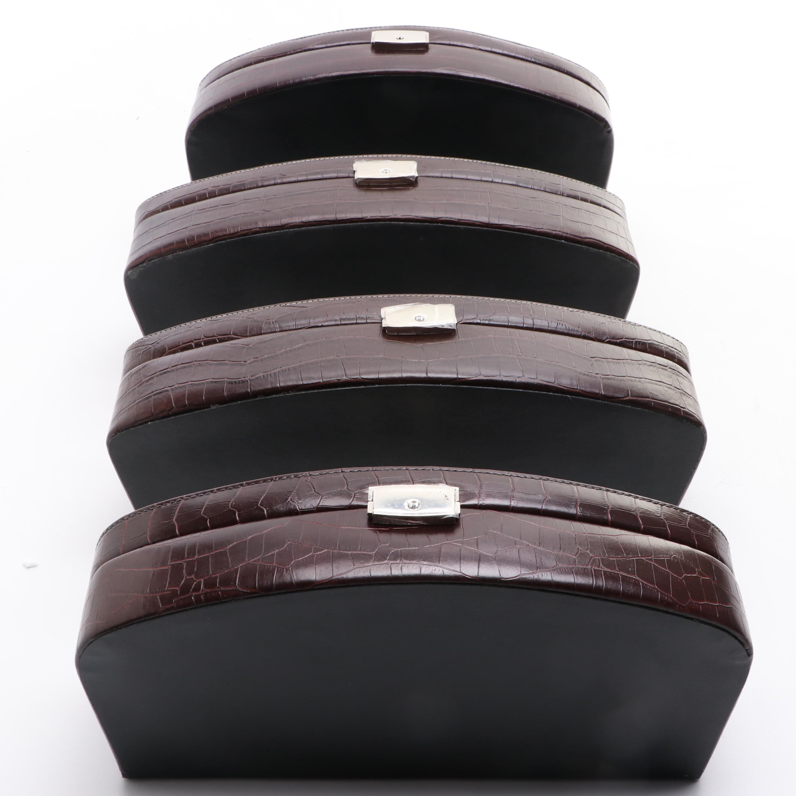 Contemporary Crocodile Embossed Faux Leather Travel Jewelry Boxes | EBTH