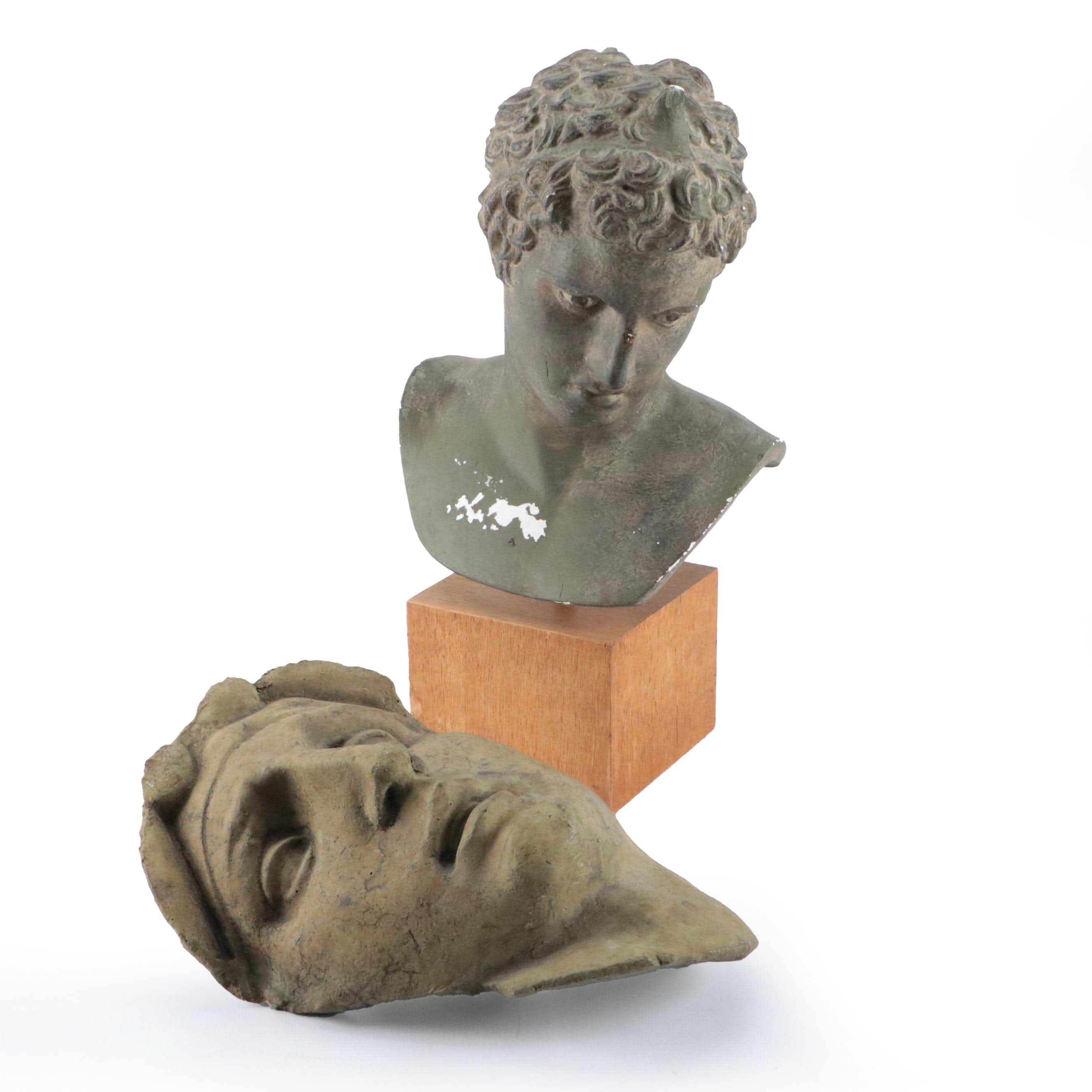 Plaster Ephebe of Marathon Bust with Greeco-Roman Style Ceramic Plaque ...