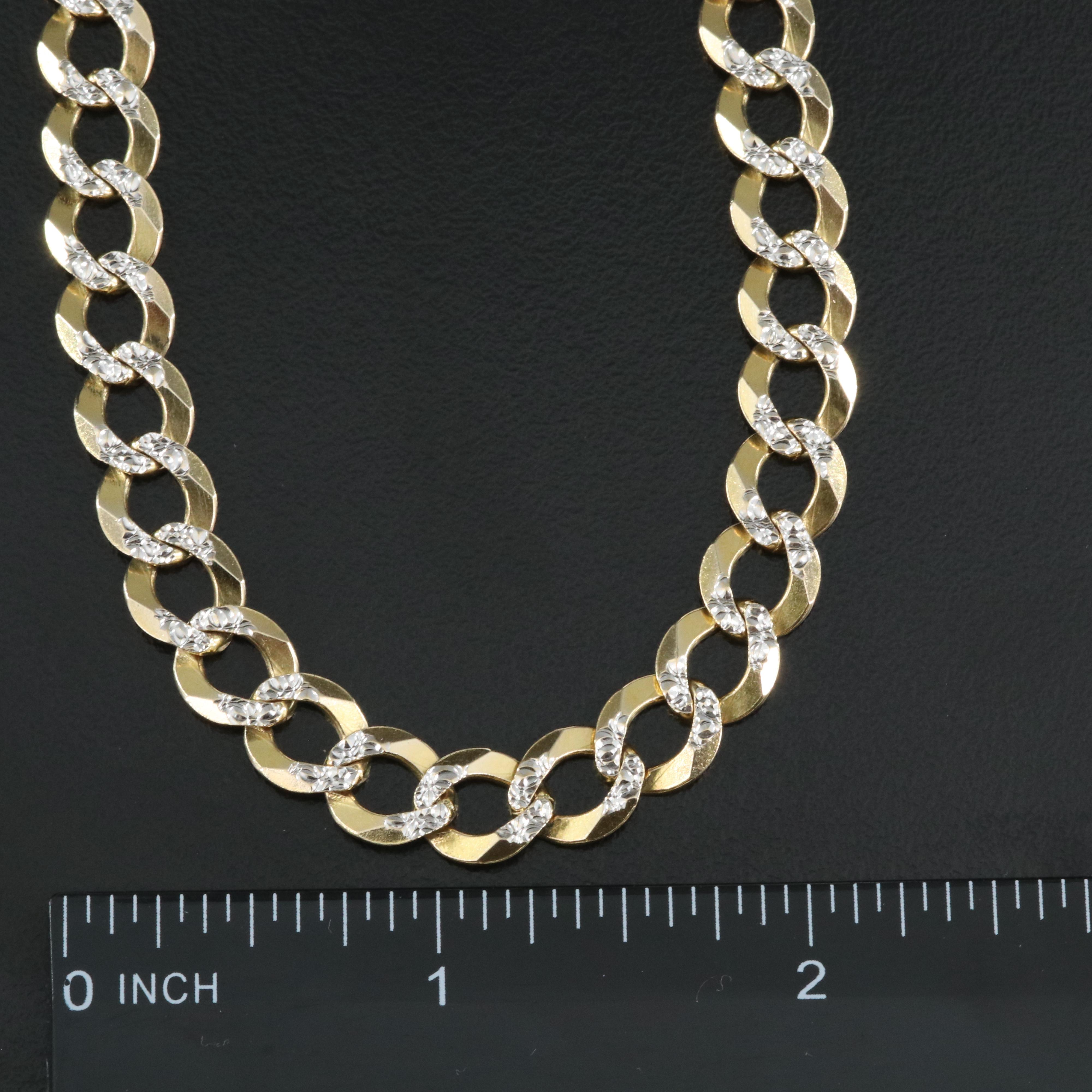 10K Two Tone Diamond Cut Curb Link Chain | EBTH