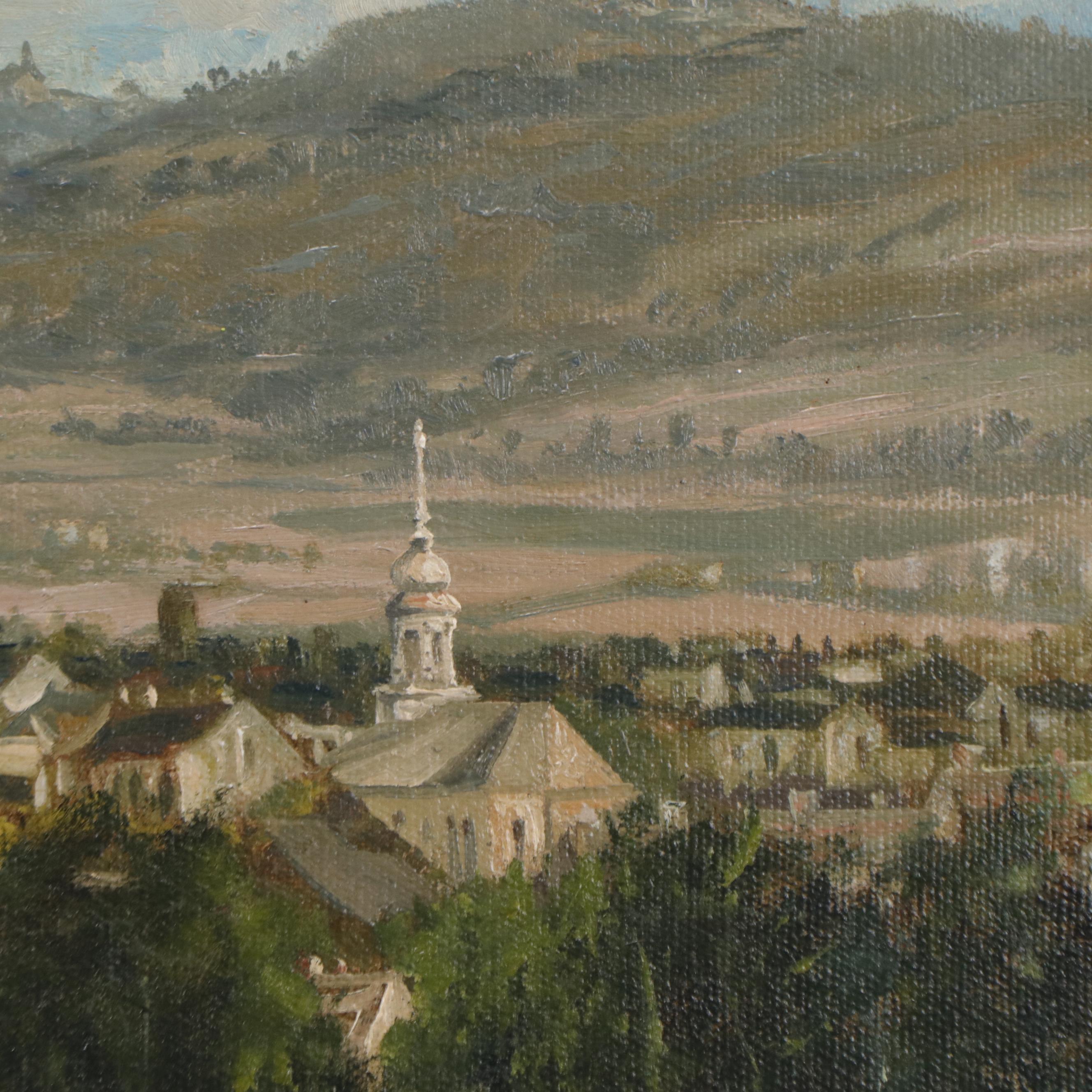 Robert Hopkin Valley Village Landscape Painting, Late 19th / Early 20th ...