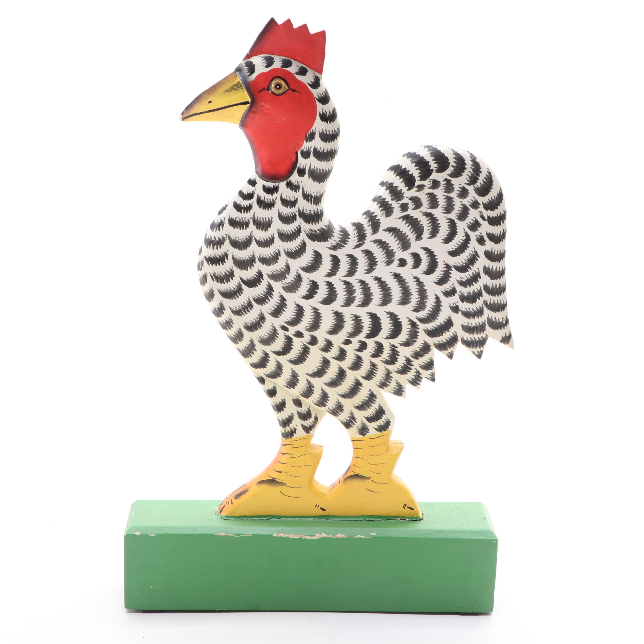 Folk Art Style Rooster Carvings Including James Haddon, 1990s | EBTH