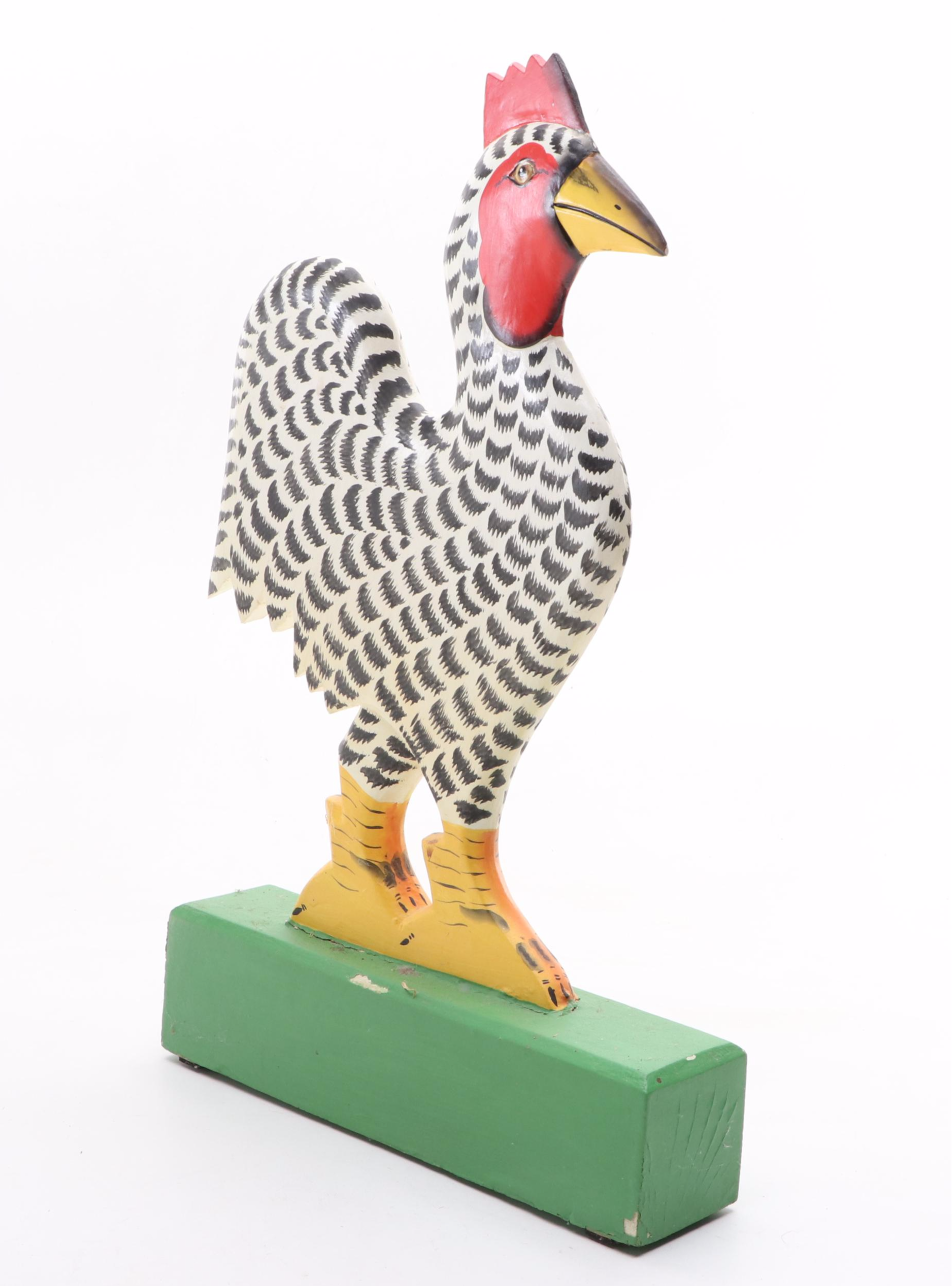 Folk Art Style Rooster Carvings Including James Haddon, 1990s | EBTH