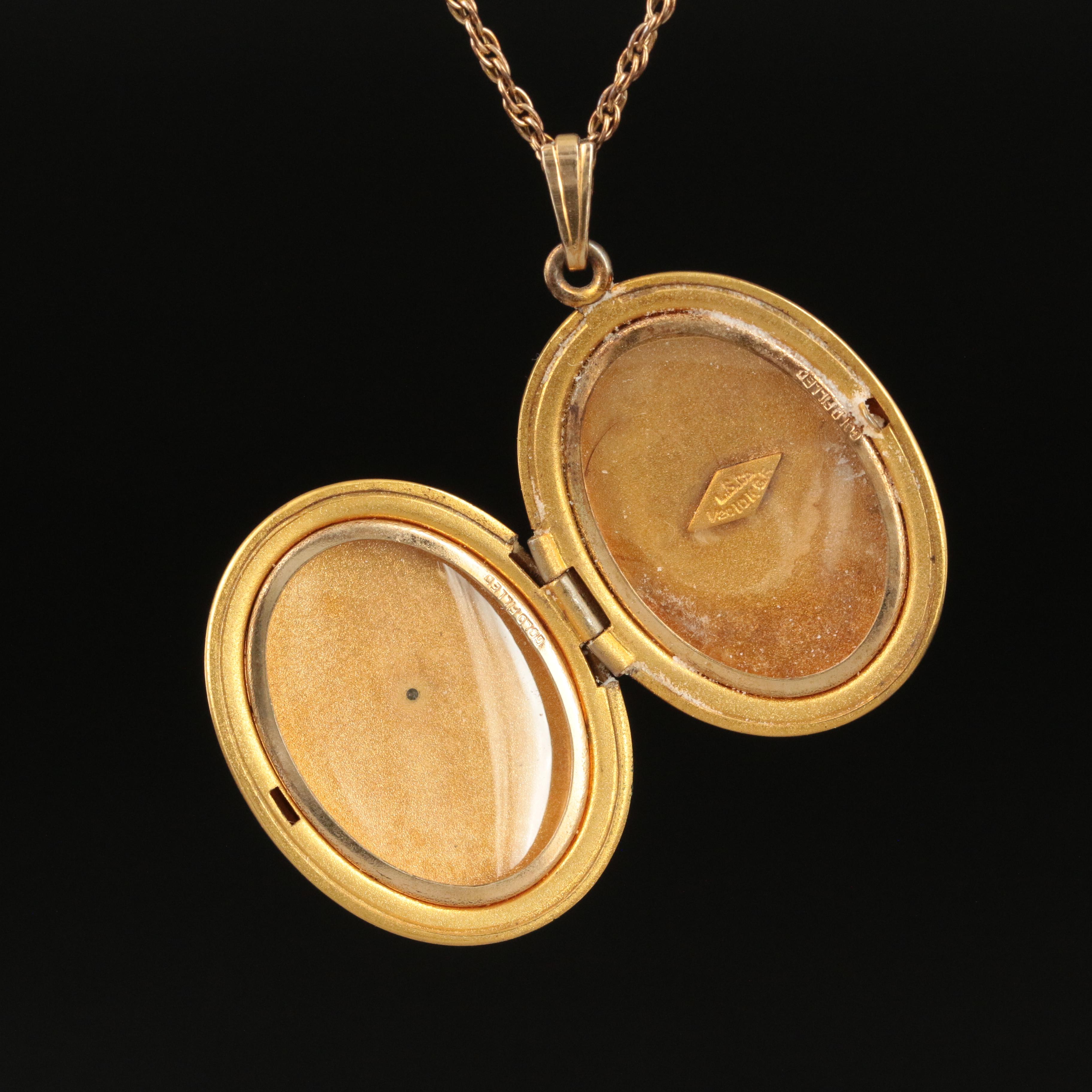 Antique Louis Stern Company Gold-Filled Diamond Locket Necklace | EBTH