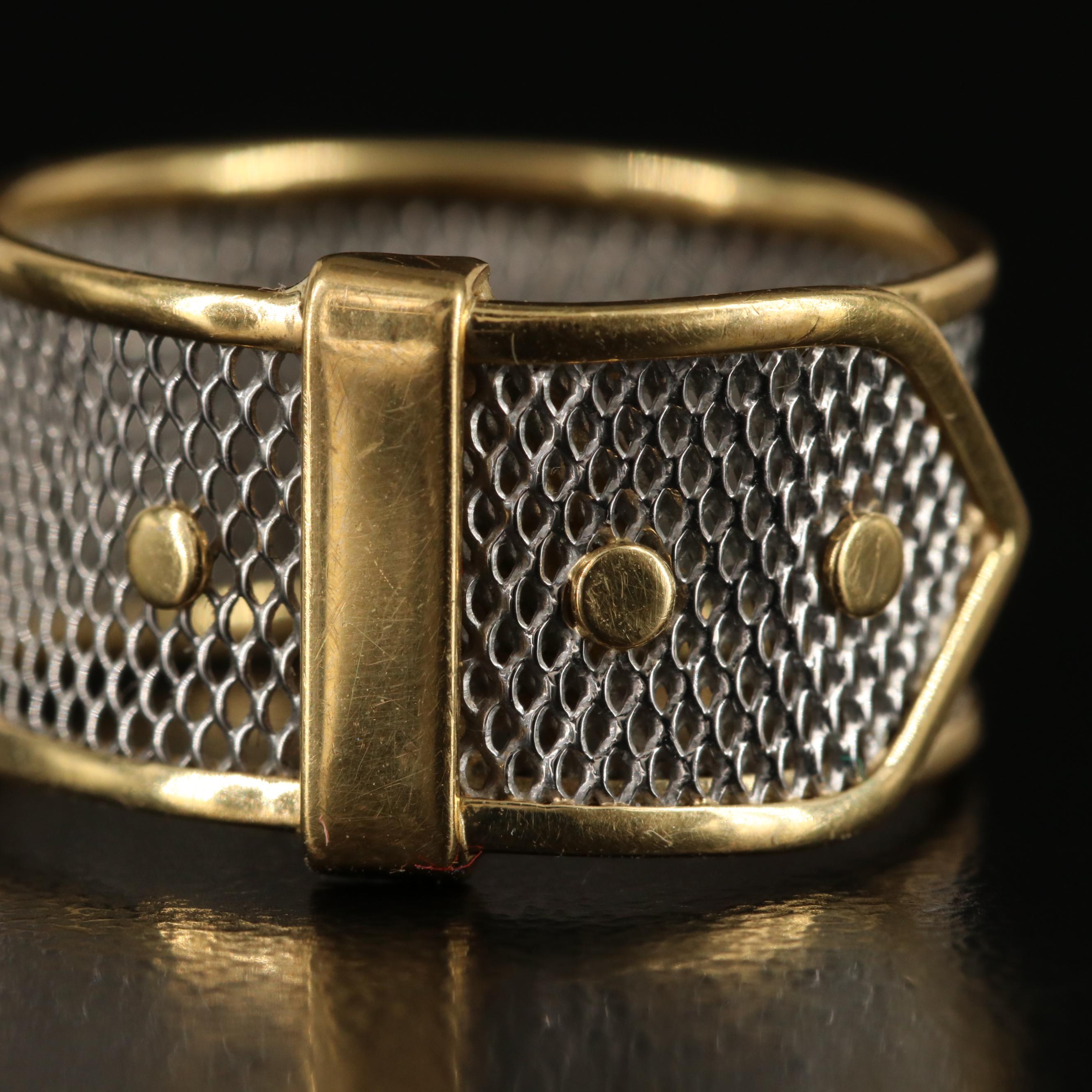 Platinum and 18K Mesh Buckle Ring | EBTH