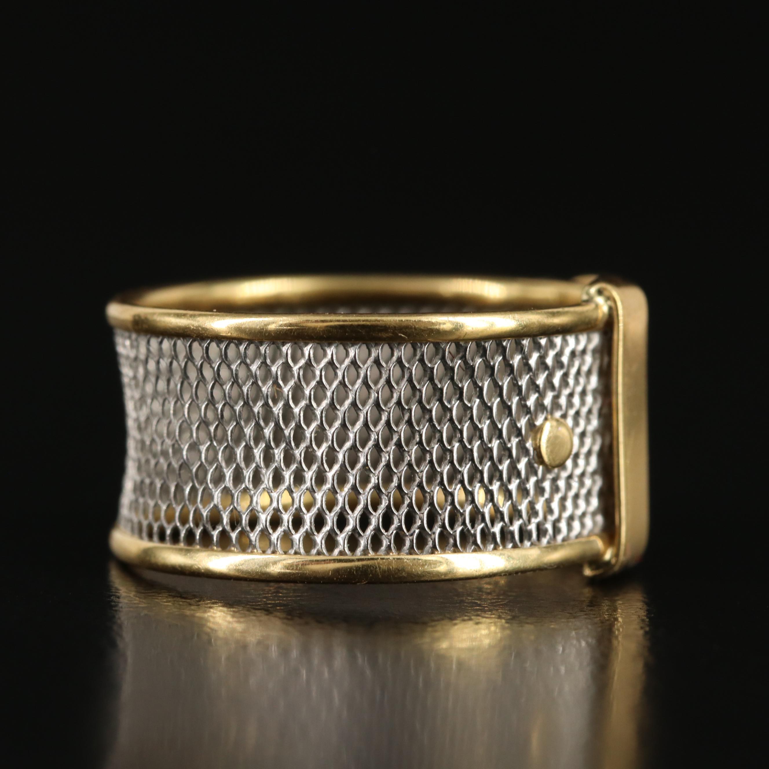 Platinum and 18K Mesh Buckle Ring | EBTH