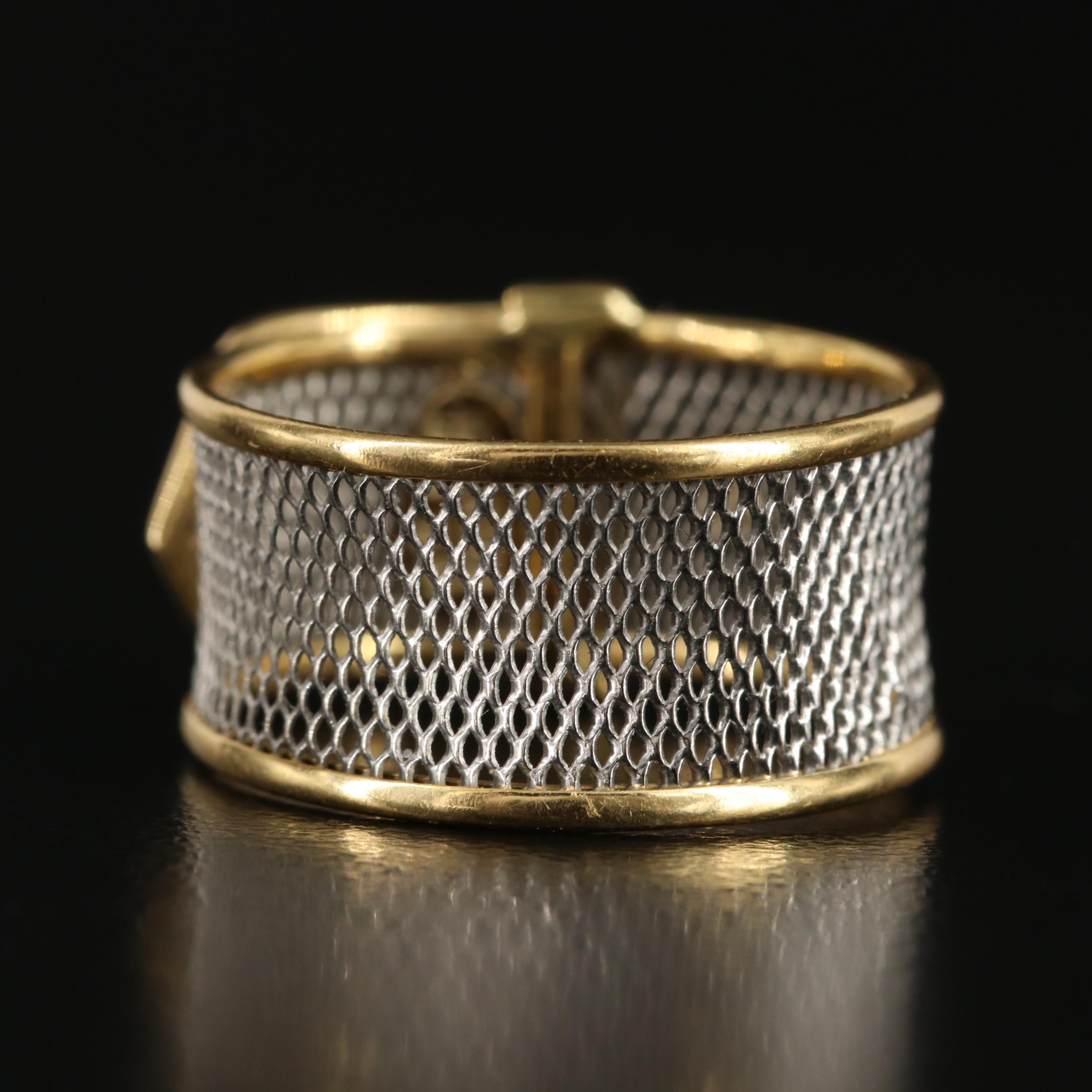 Platinum and 18K Mesh Buckle Ring | EBTH