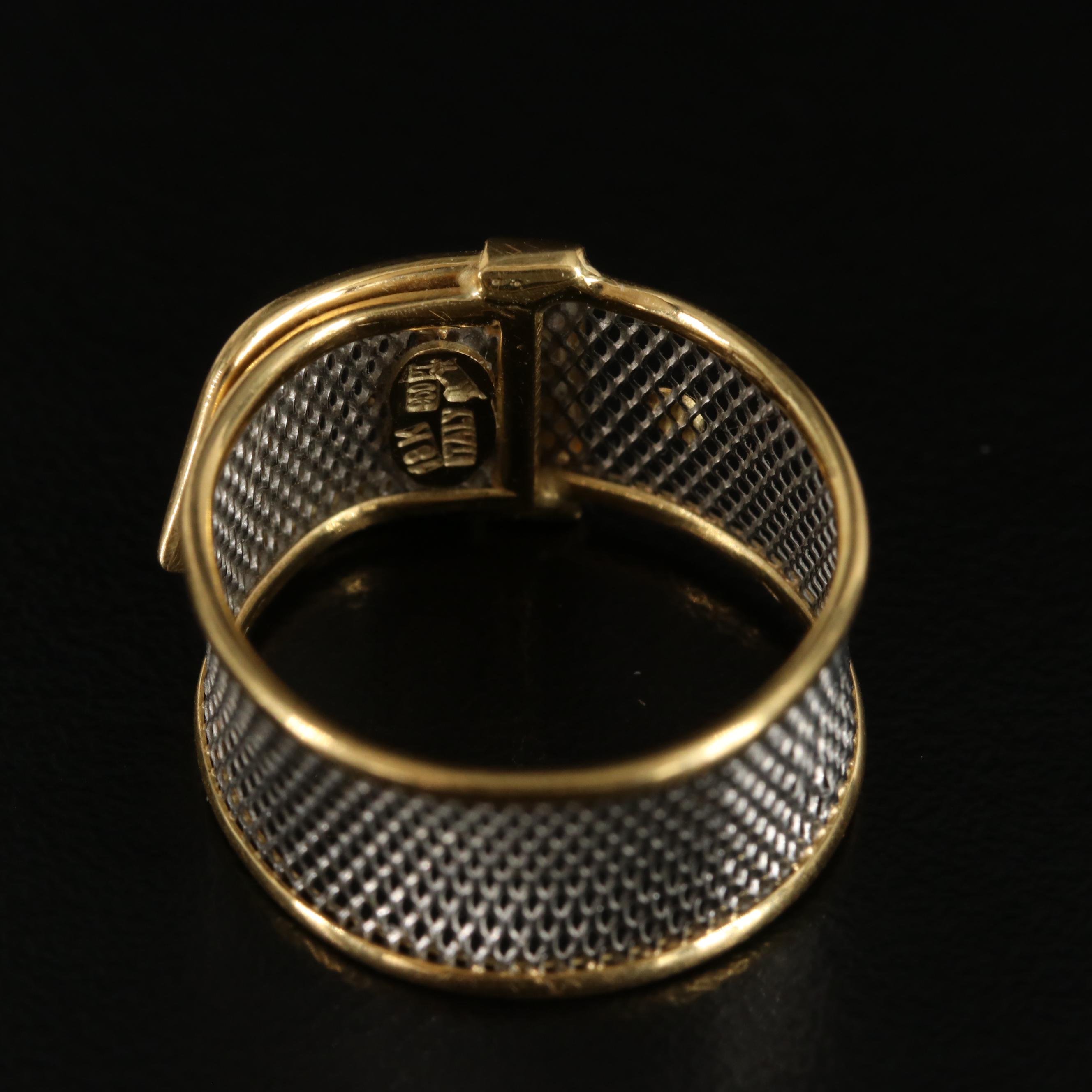 Platinum and 18K Mesh Buckle Ring | EBTH