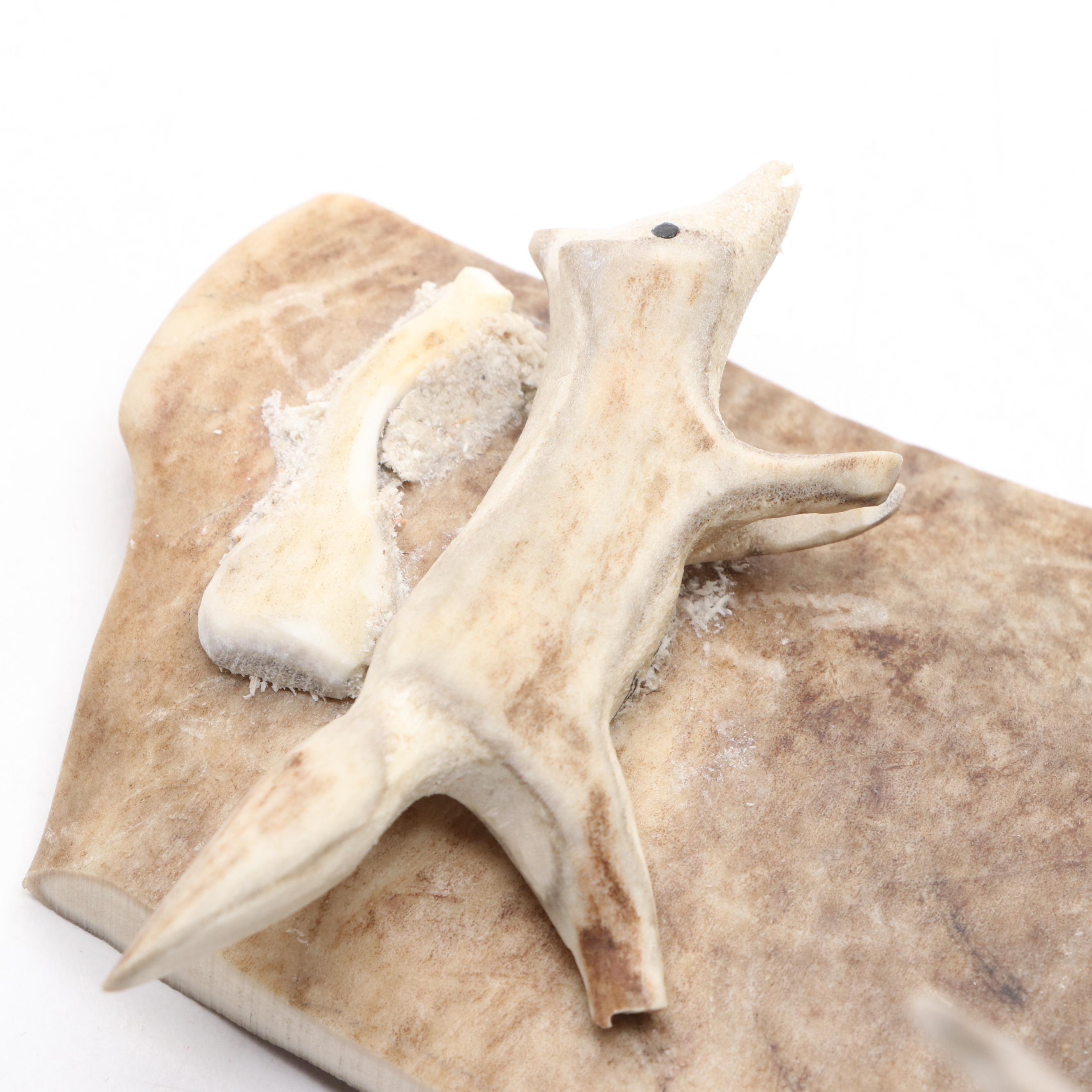 Native Alaskan Carved Fossil Whale Bone Figures | EBTH