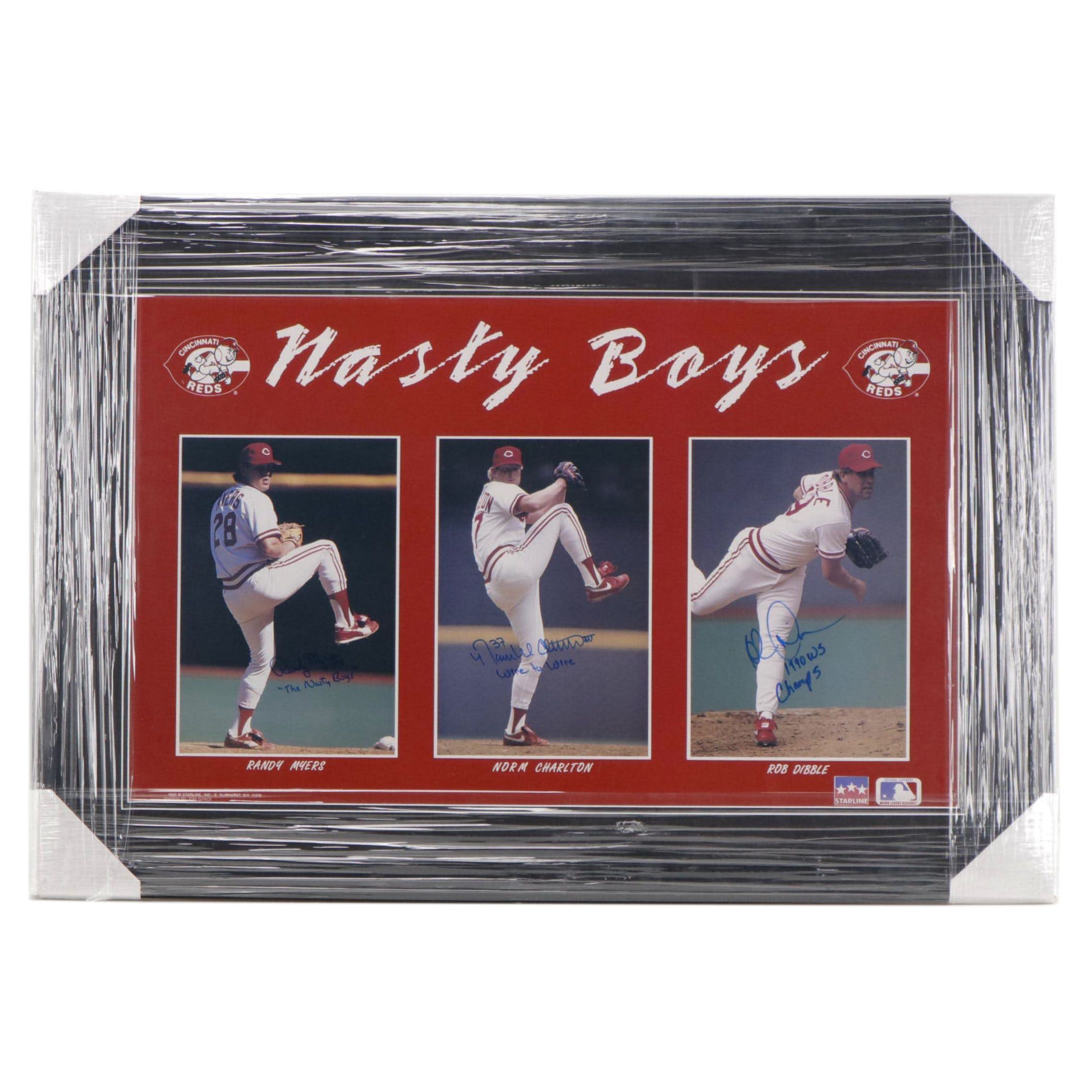 Randy Myers, Norm Charlton, and Rob Dribble Signed "Nasty Boys" Matted Display | Everything But ...