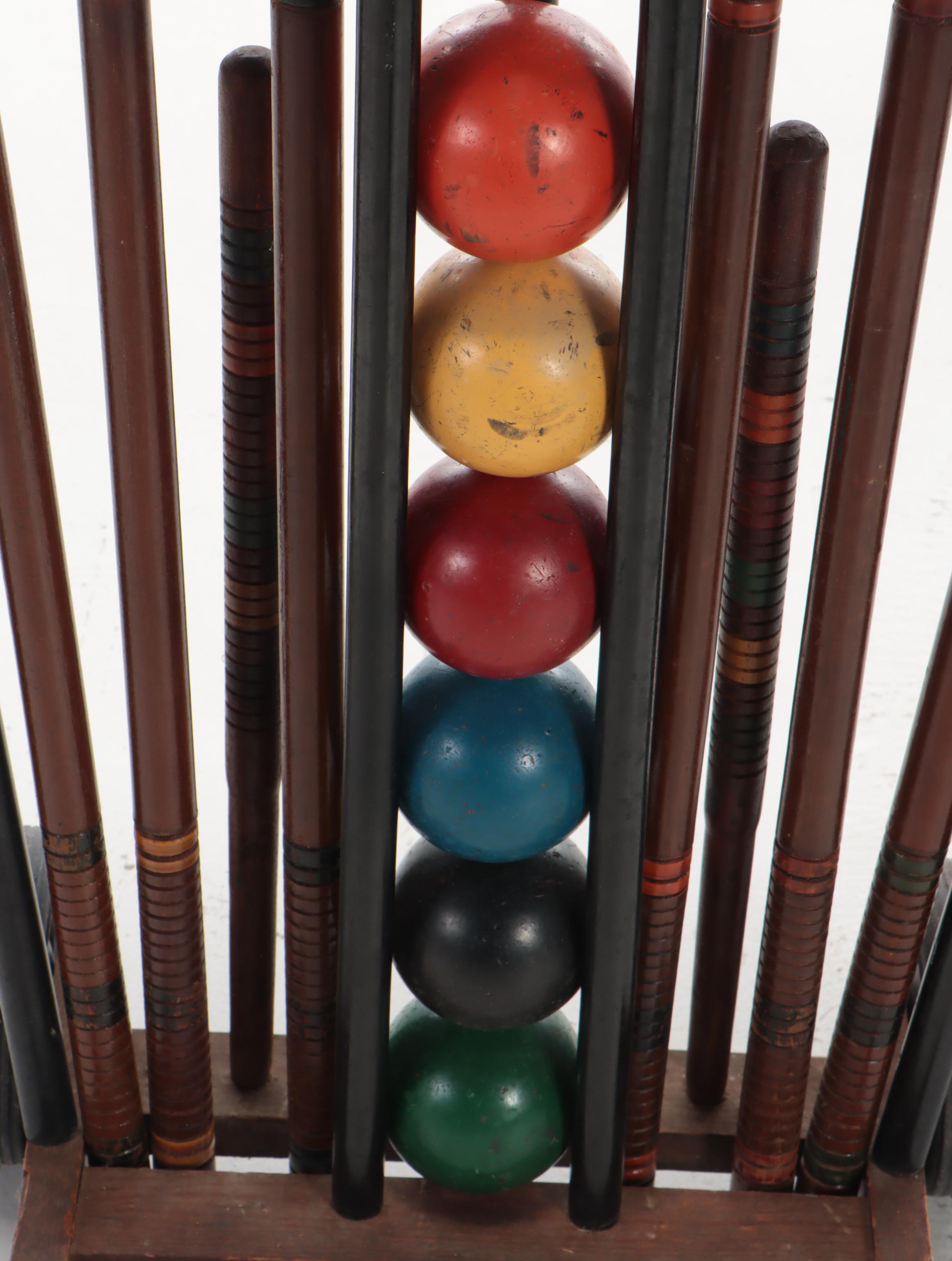 Wood Croquet Set with Wheeled Stand | EBTH