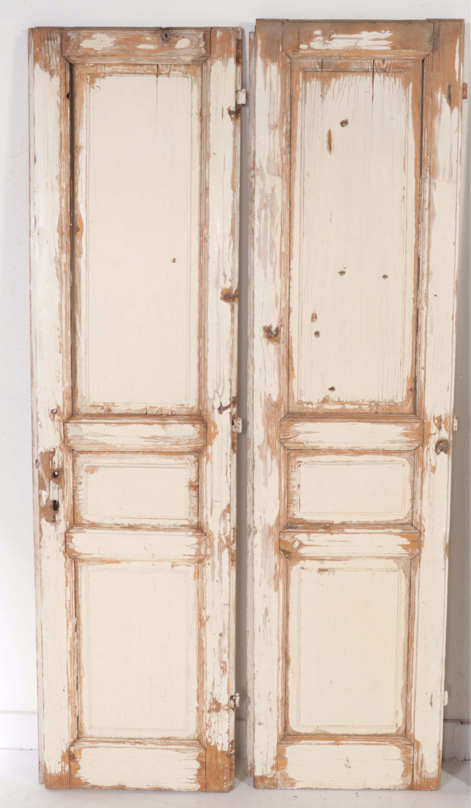 Two Sets of Distressed Painted Oak French Doors | EBTH