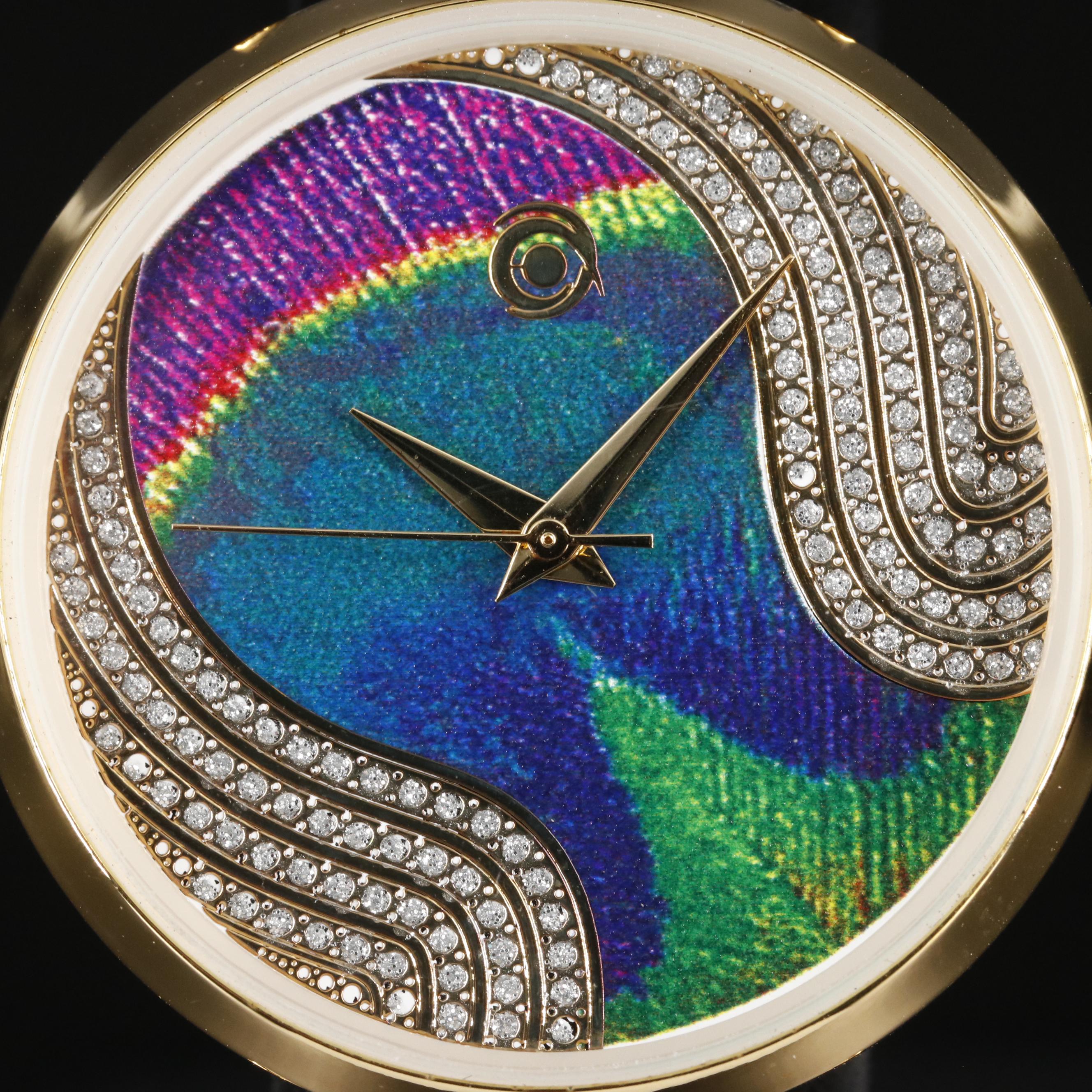 Magnicor Feather Motif Watch with Swarovski Crystal Accents and Blue ...