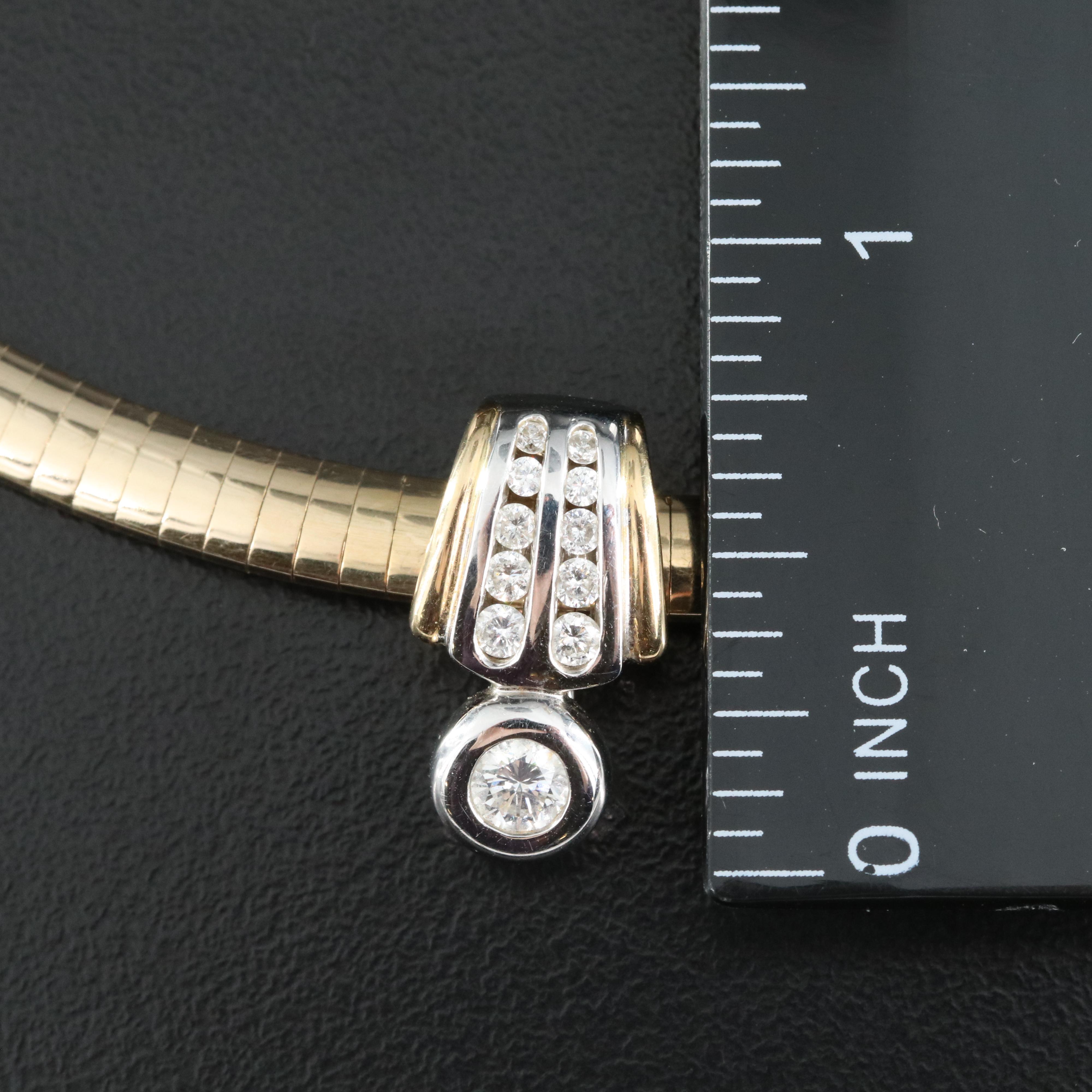 14K 0.25 CTW Diamond Enhancer Slide Pendant on Omega Chain Necklace | EBTH