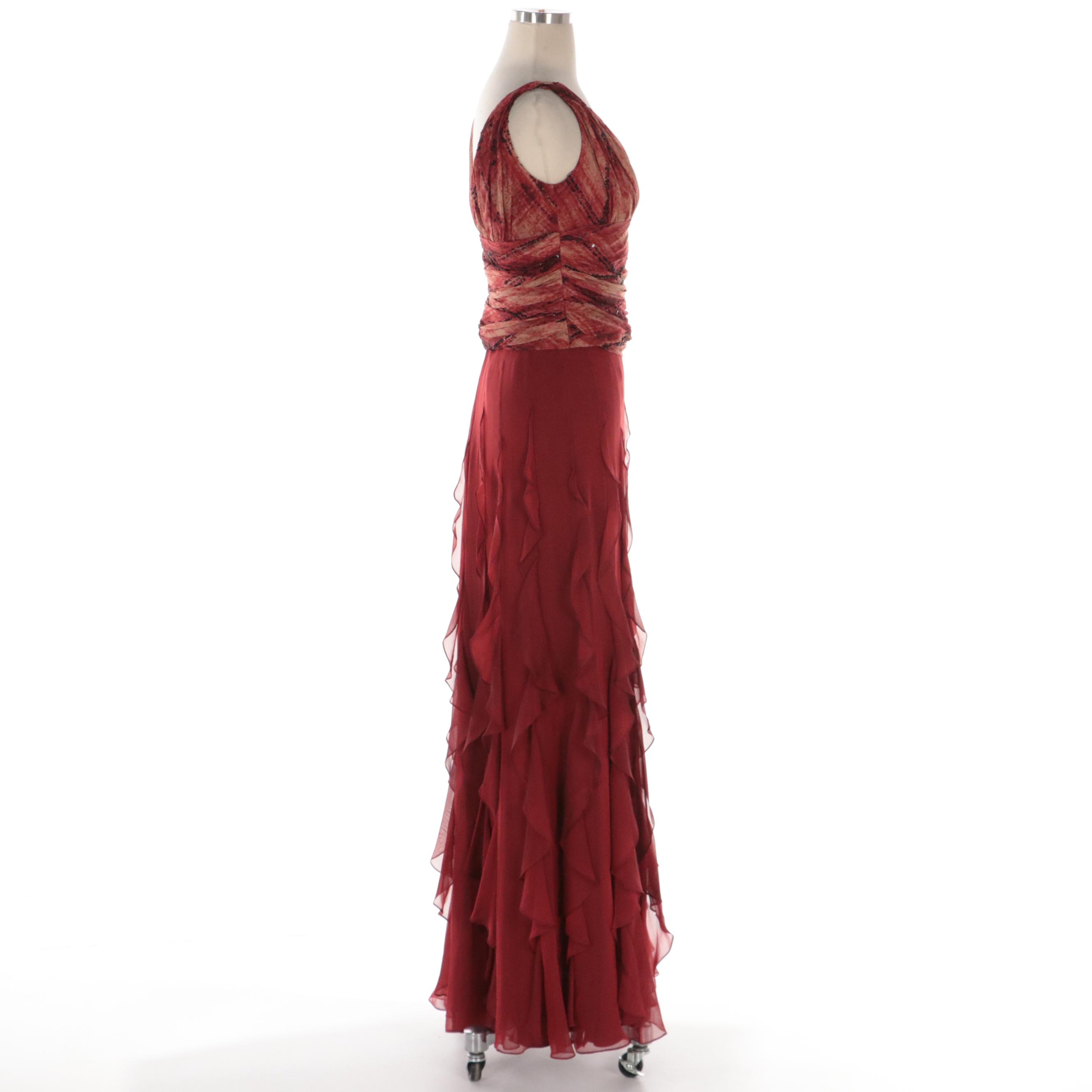 Carmen Marc Valvo Signature Bead Embellished Silk Two-Piece Evening ...