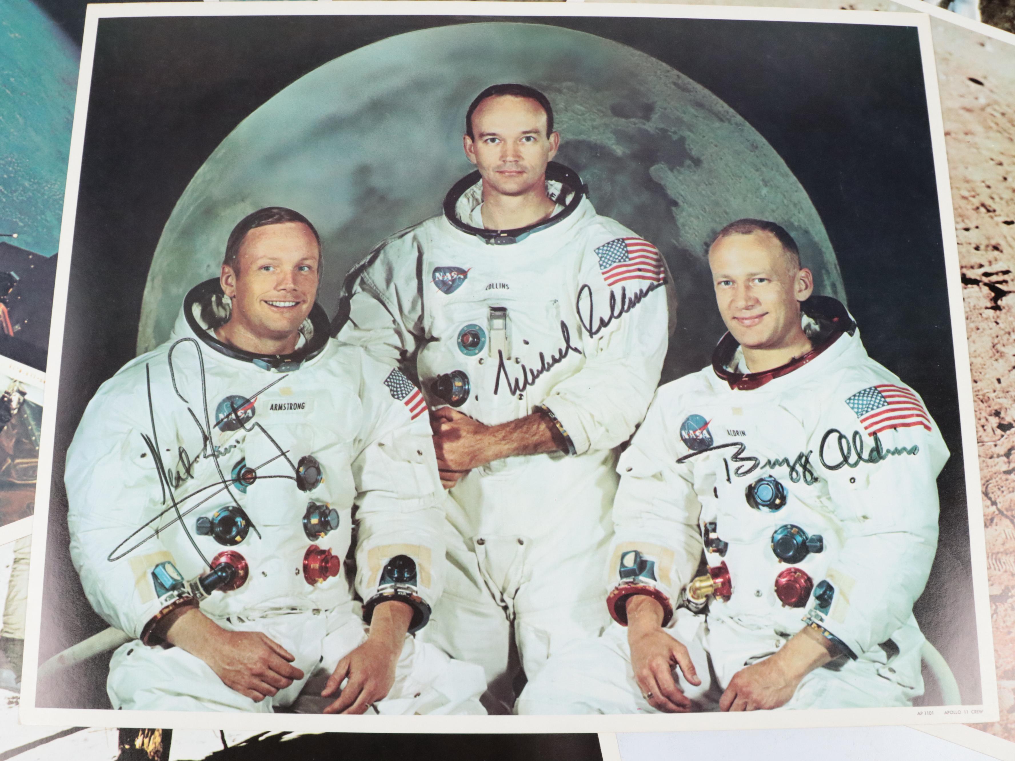 NASA Buzz Aldrin, Neal Armstrong & Michael Collins Facsimile Signed ...