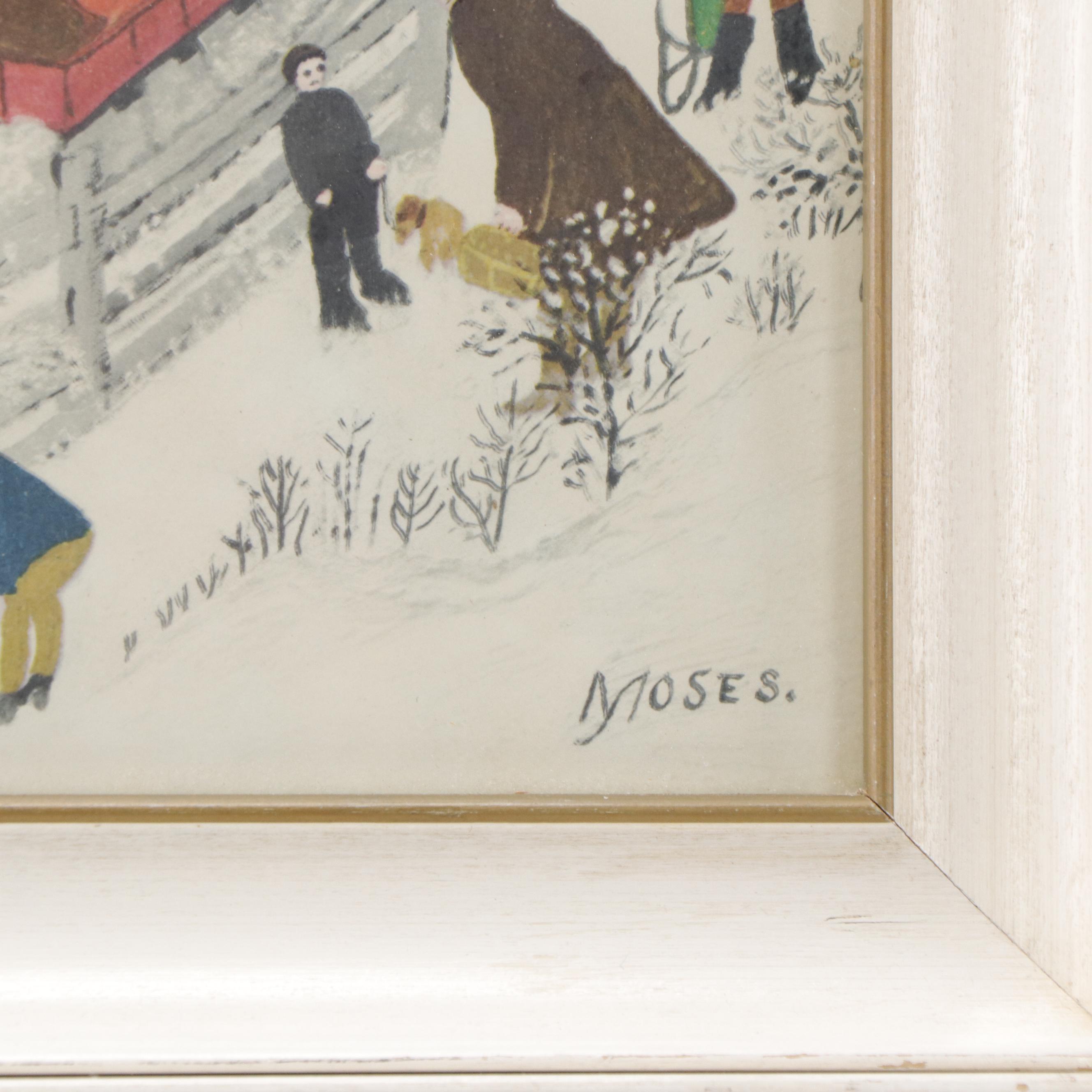 Naive Acrylic Painting of Farmer with Mule and Prints of Grandma Moses ...