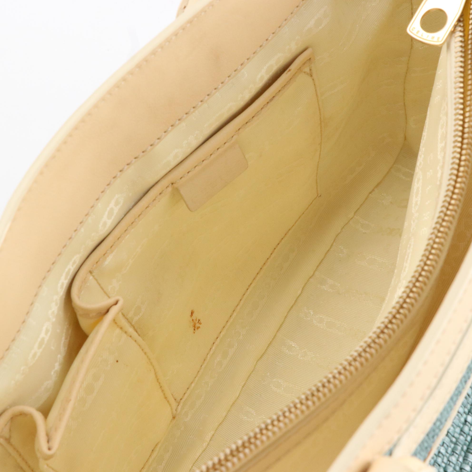 Celine Boogie Tote in Sky Blue Woven Raffia and Cream Leather Trim | EBTH