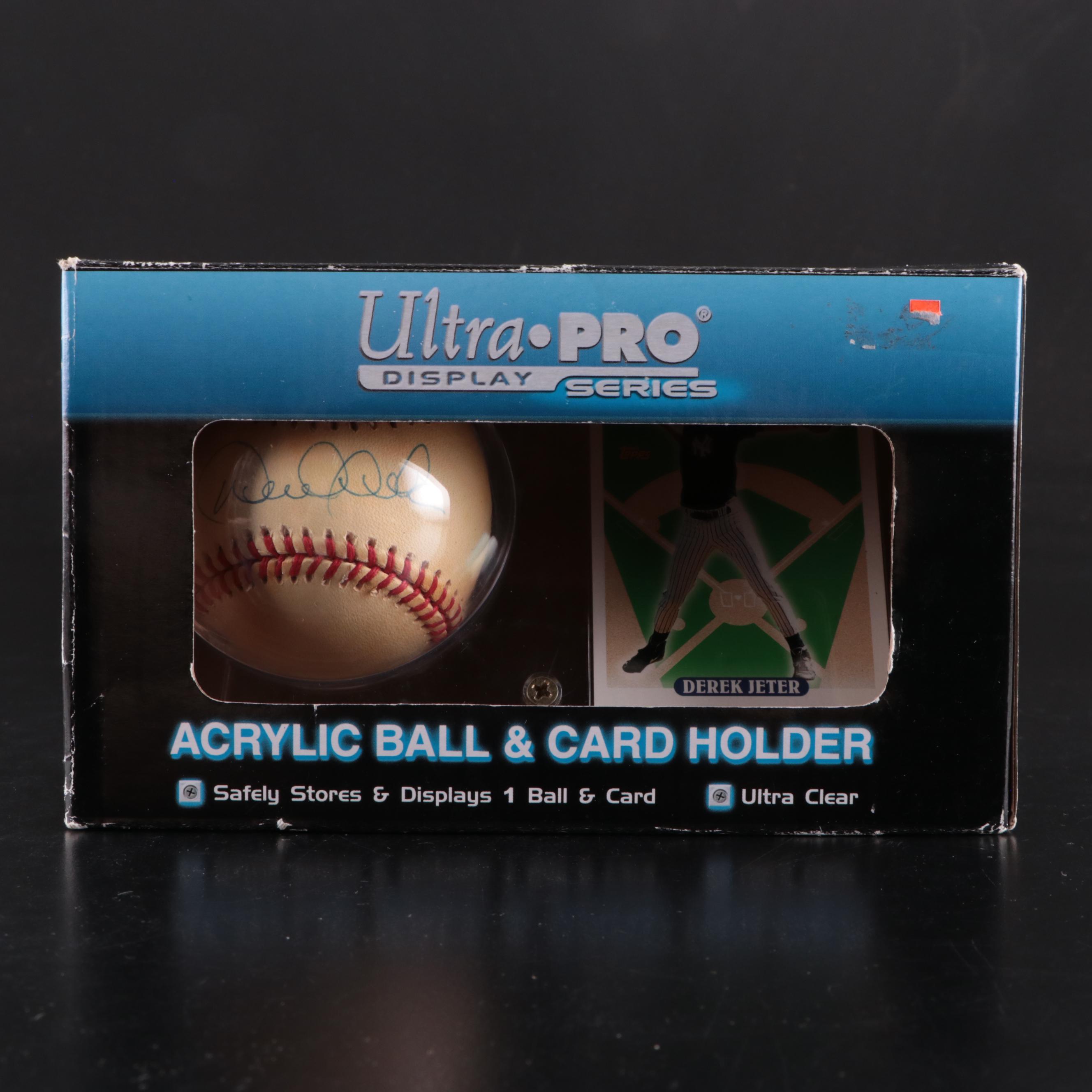 Derek Jeter Signed Rawlings Baseball with Yankees Rookie Card in ...