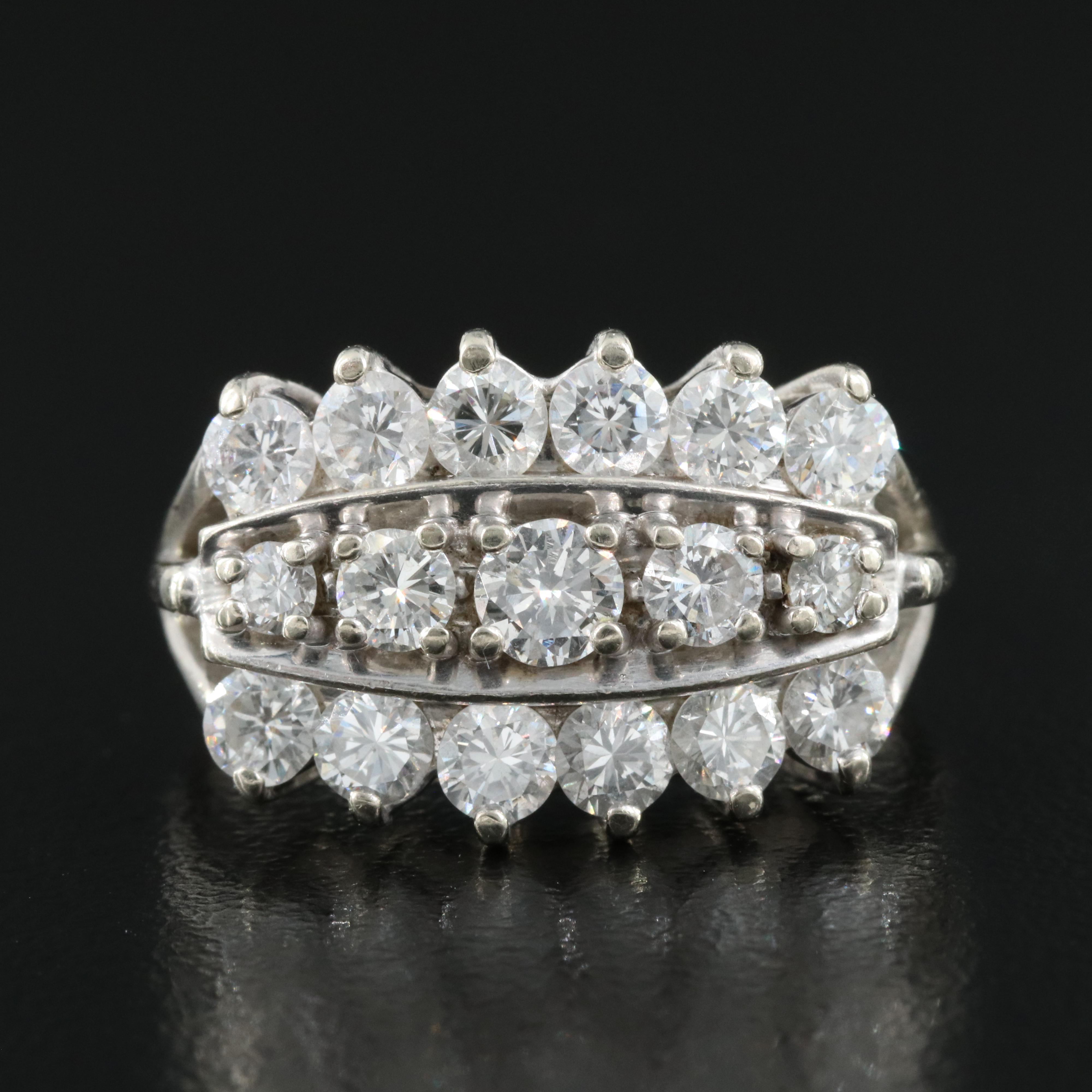 Vintage 14K 2.00 CTW Diamond Triple Row Ring | EBTH