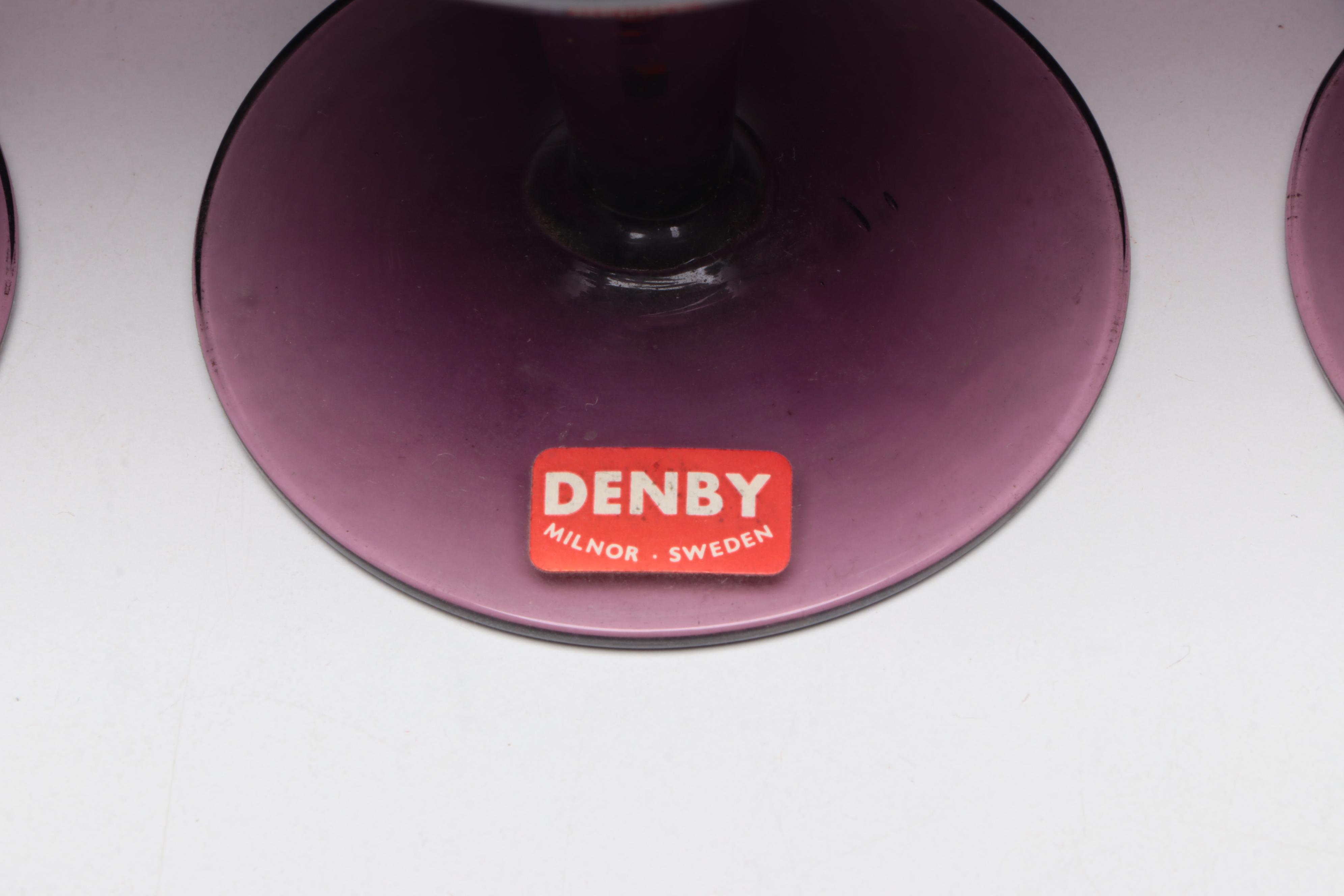 Denby Amethyst Glass Goblets and Other Glass Pitchers, Mid to Late 20th ...