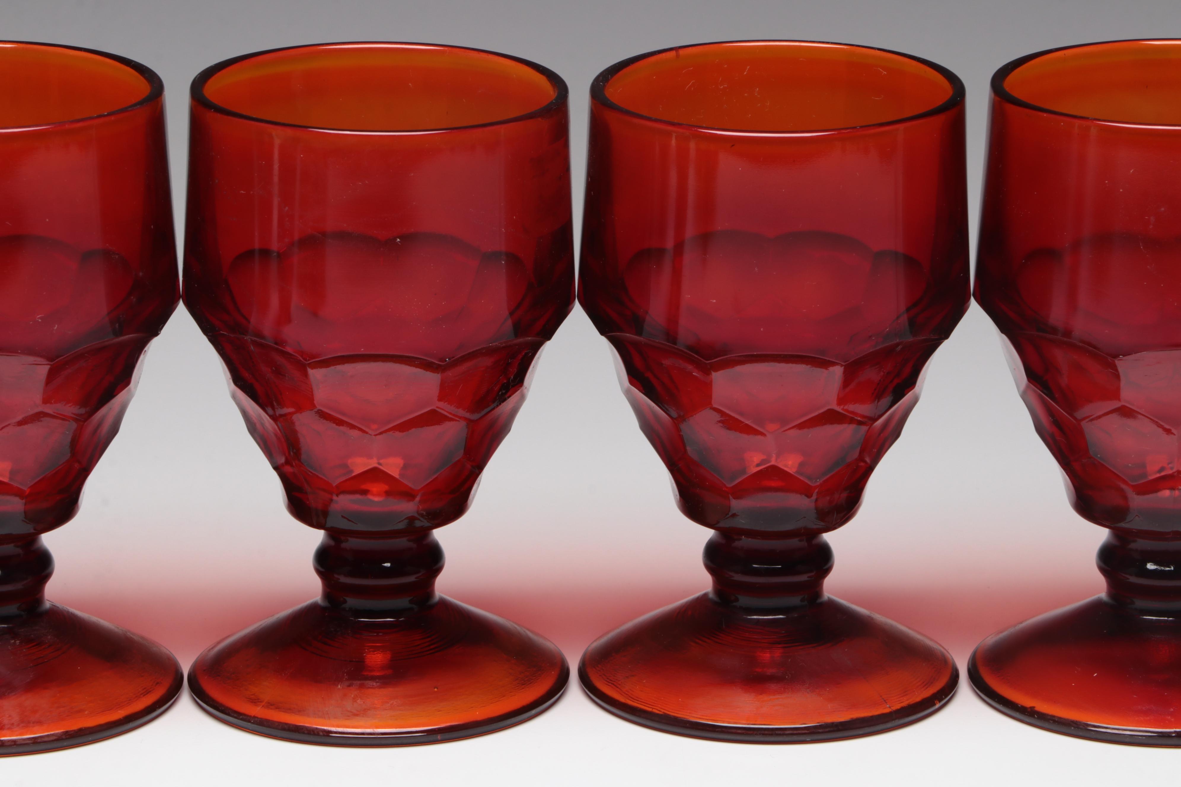 Viking "Yesteryear Amberina" Handled Nappy with Other Glass Tableware | EBTH