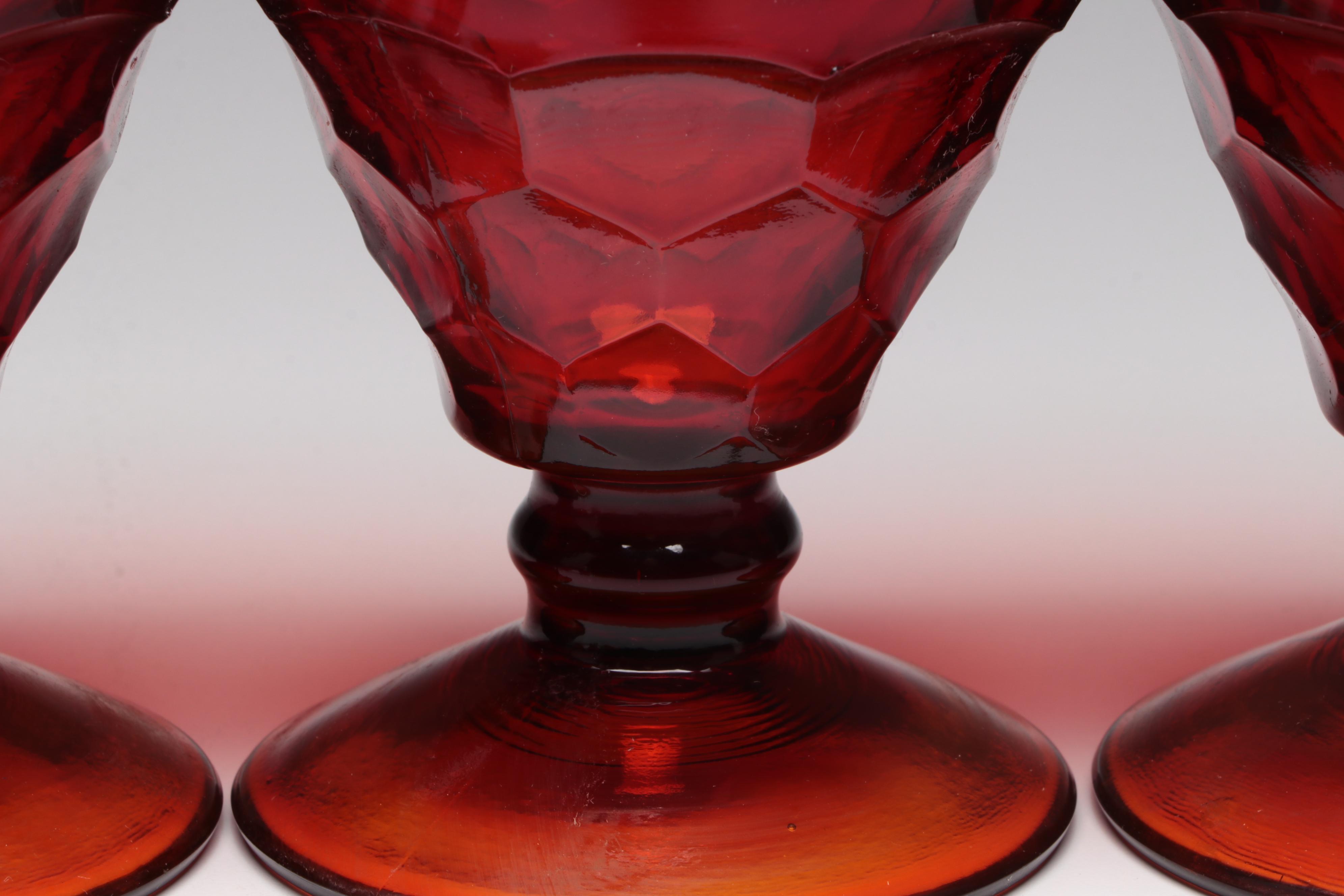 Viking "Yesteryear Amberina" Handled Nappy with Other Glass Tableware | EBTH