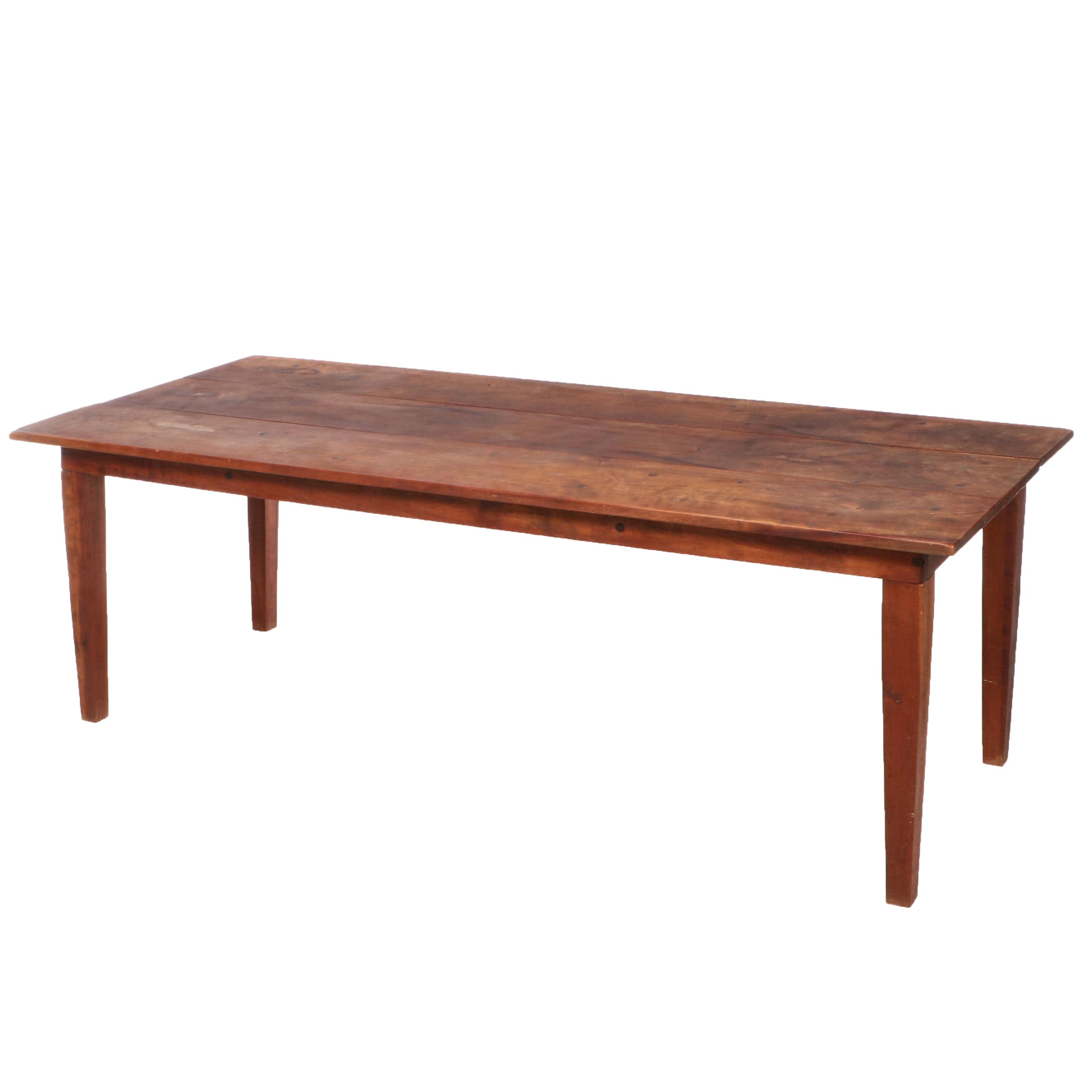 American Primitive Style Cherrywood Bench-Made Harvest Table | EBTH