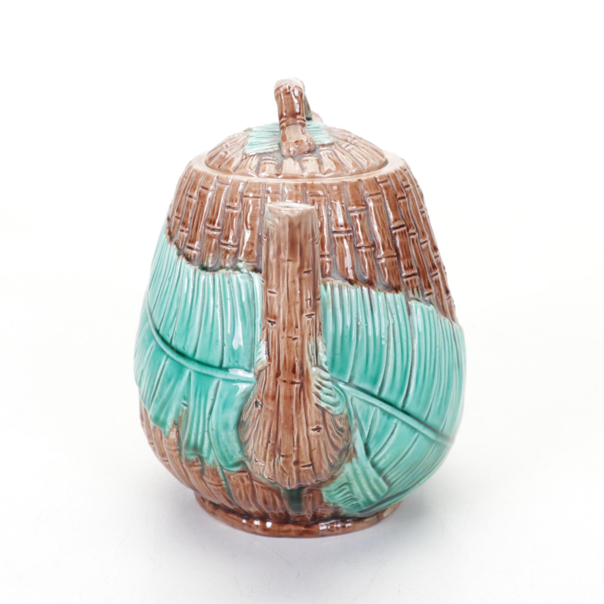 Wardel, English Majolica "Fern & Bamboo" Teapot With Corn & Pineapple ...