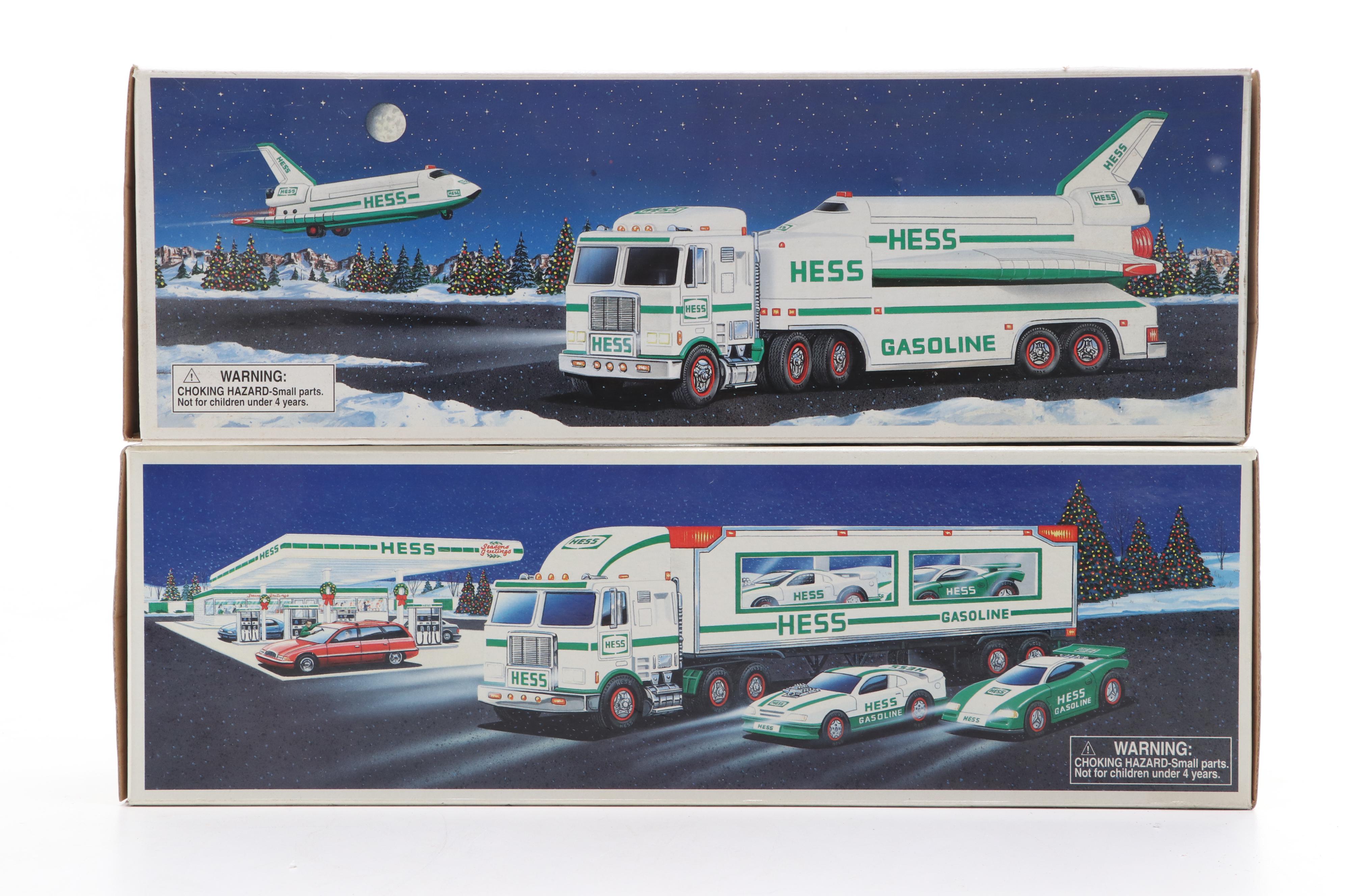 Hess Diecast Trucks with Space Shuttle and Racers, 1990s | EBTH