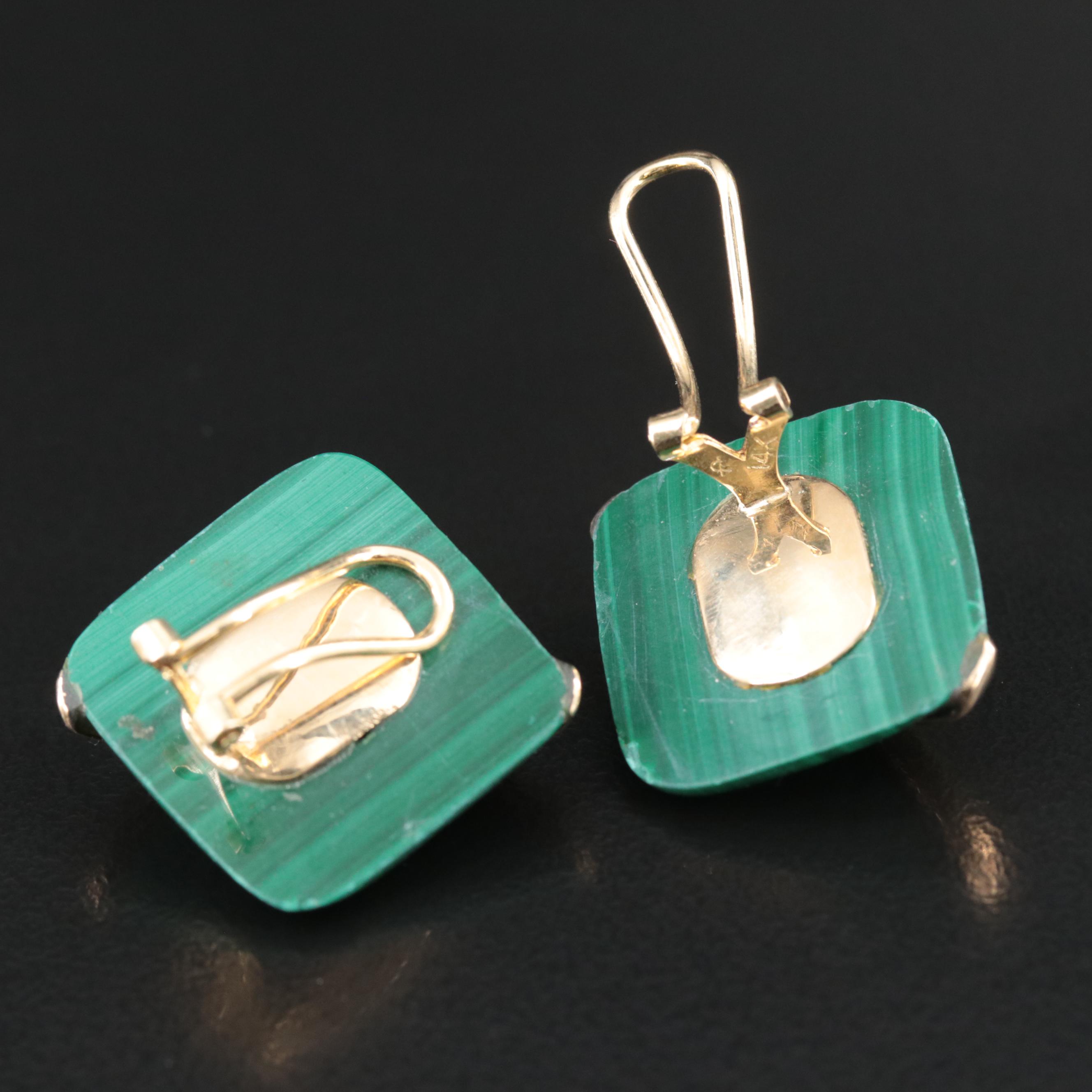 14K Malachite Button Earrings | Everything But The House