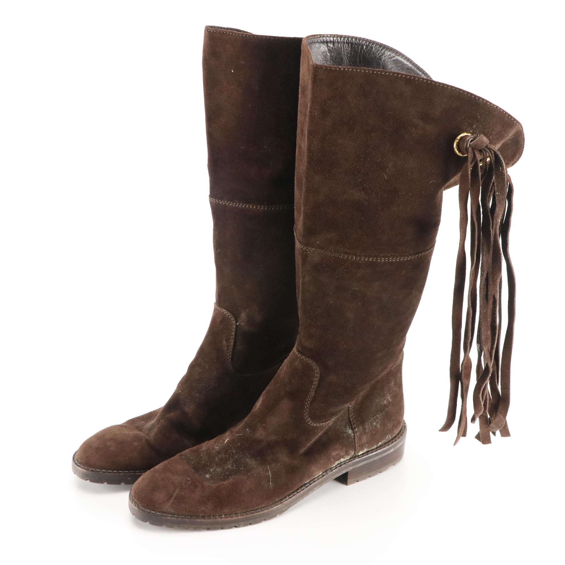 Chanel Brown Suede and Leather Fringe Boots | Everything But The House