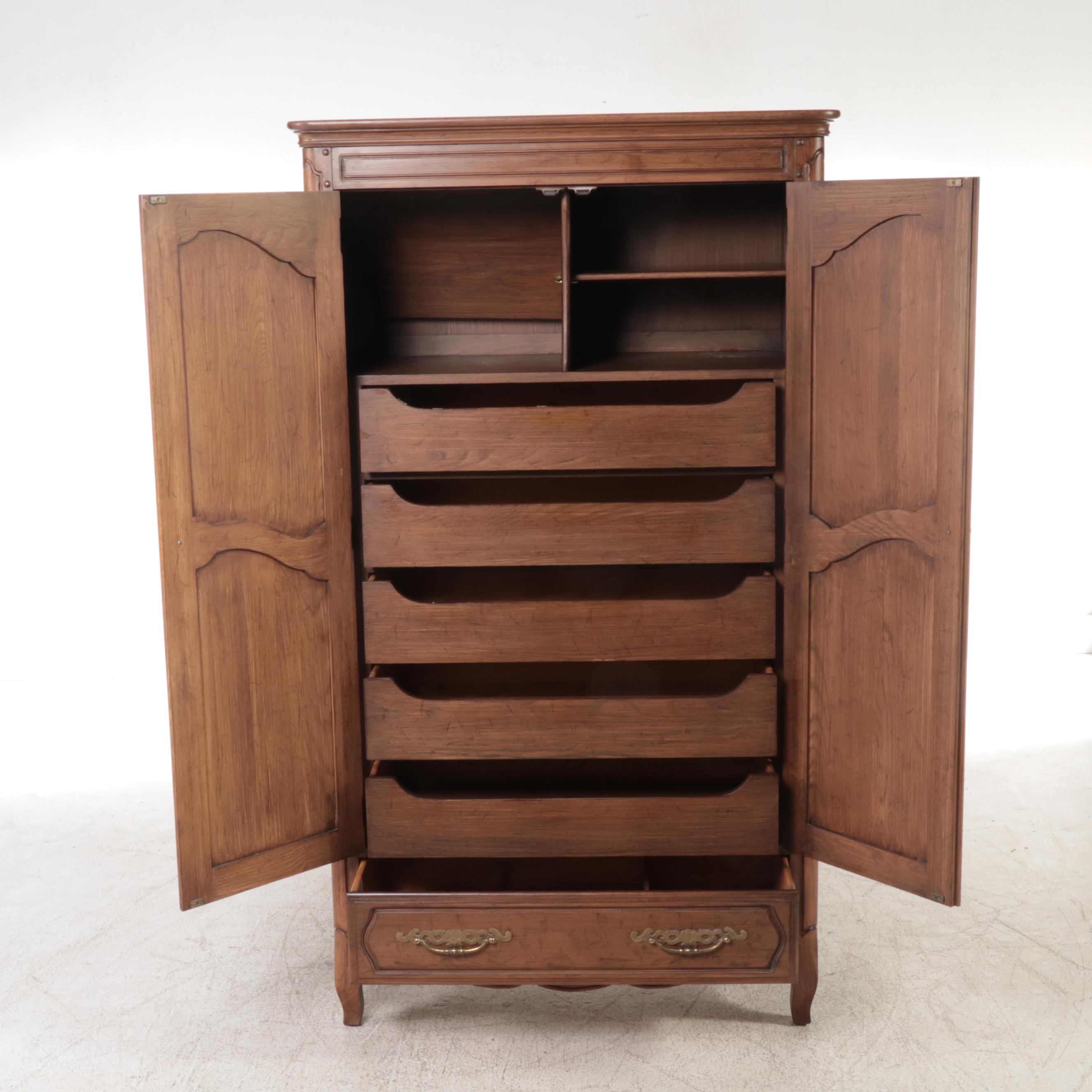 Davis Cabinet Company "Umberwood" French Provincial Style Oak Armoire ...