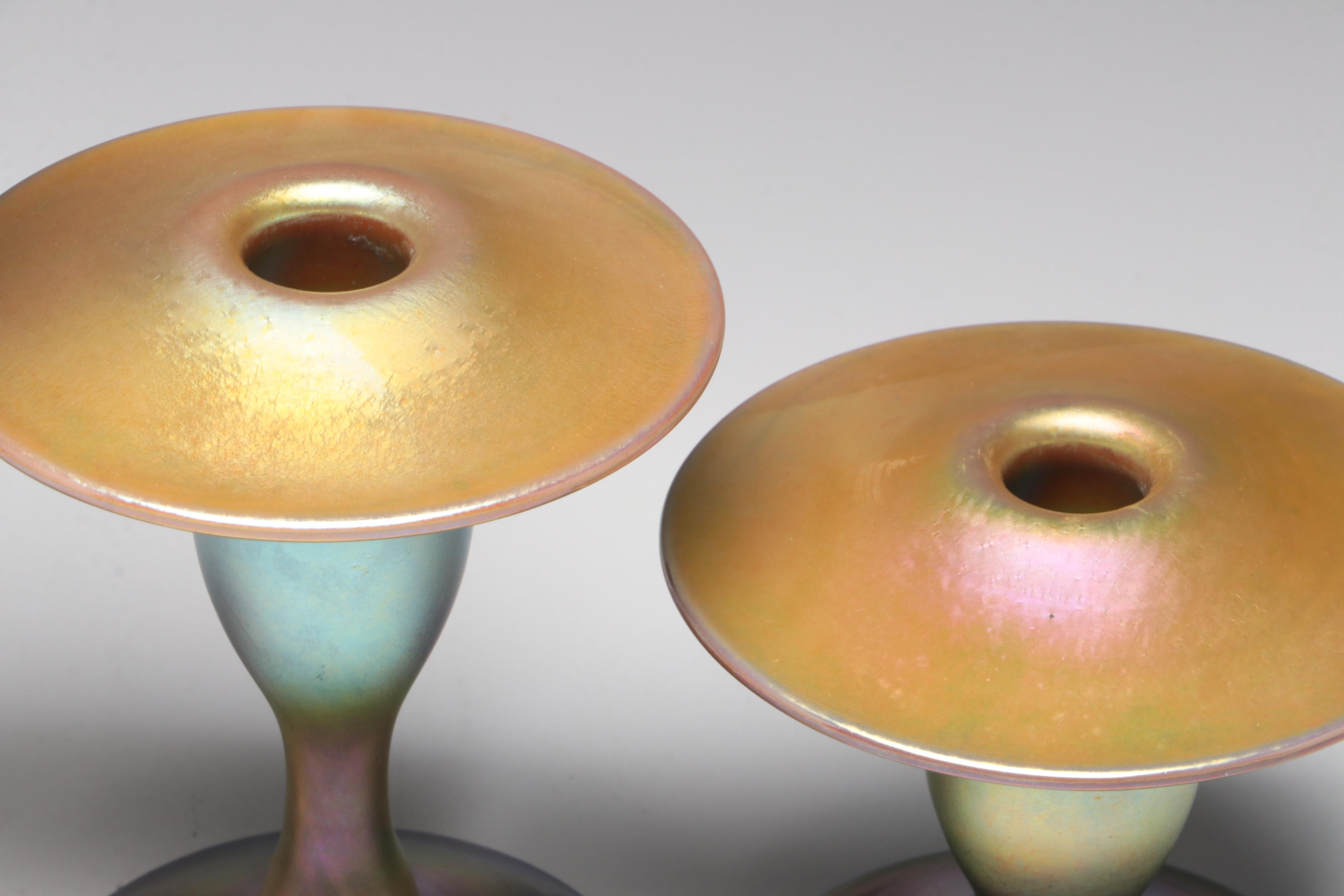 Three Carl Radke Phoenix Studio Glass Gold Iridescent Tapered ...