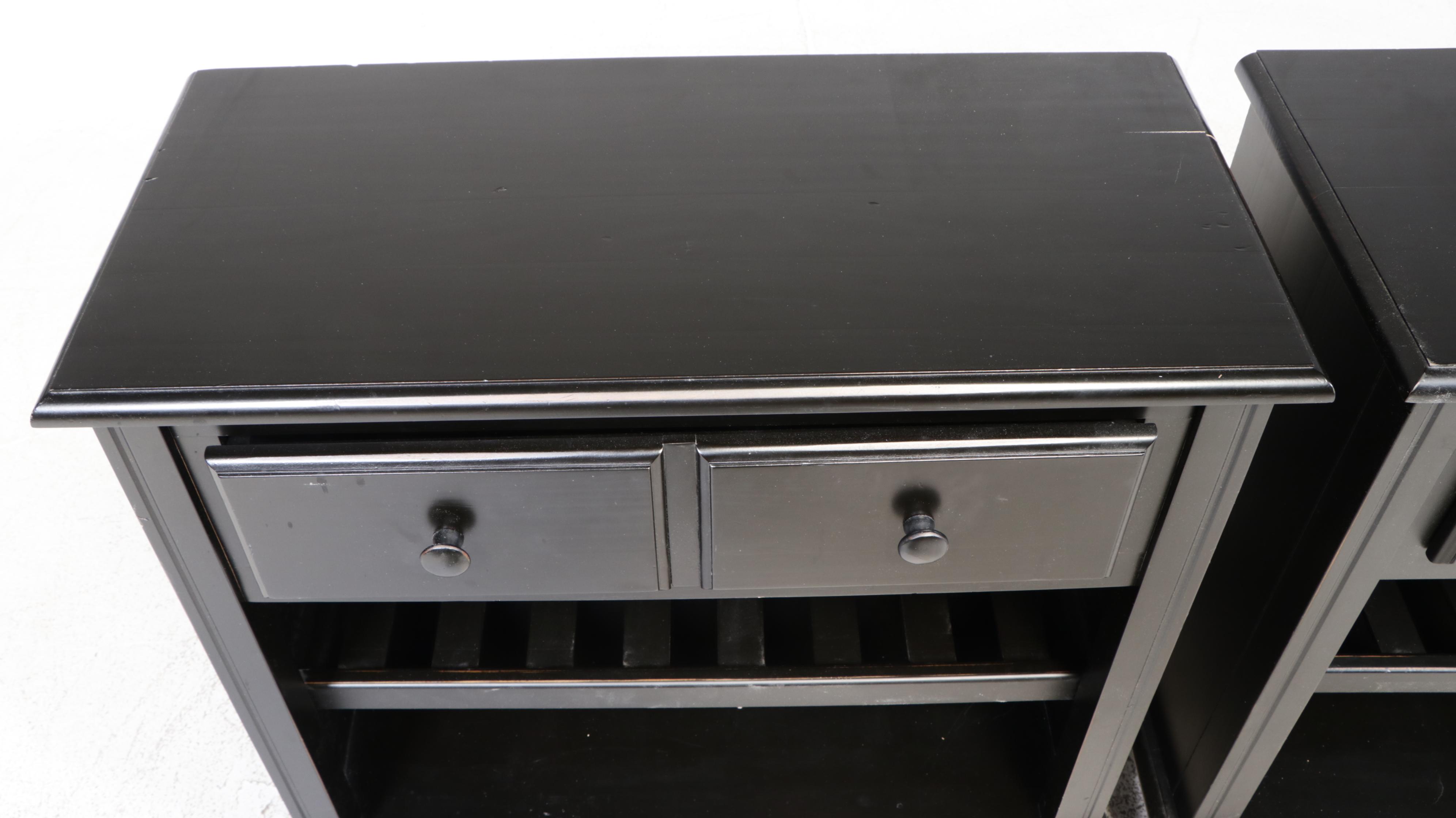 Pair of Ballard Designs Ebonized Nightstands | EBTH