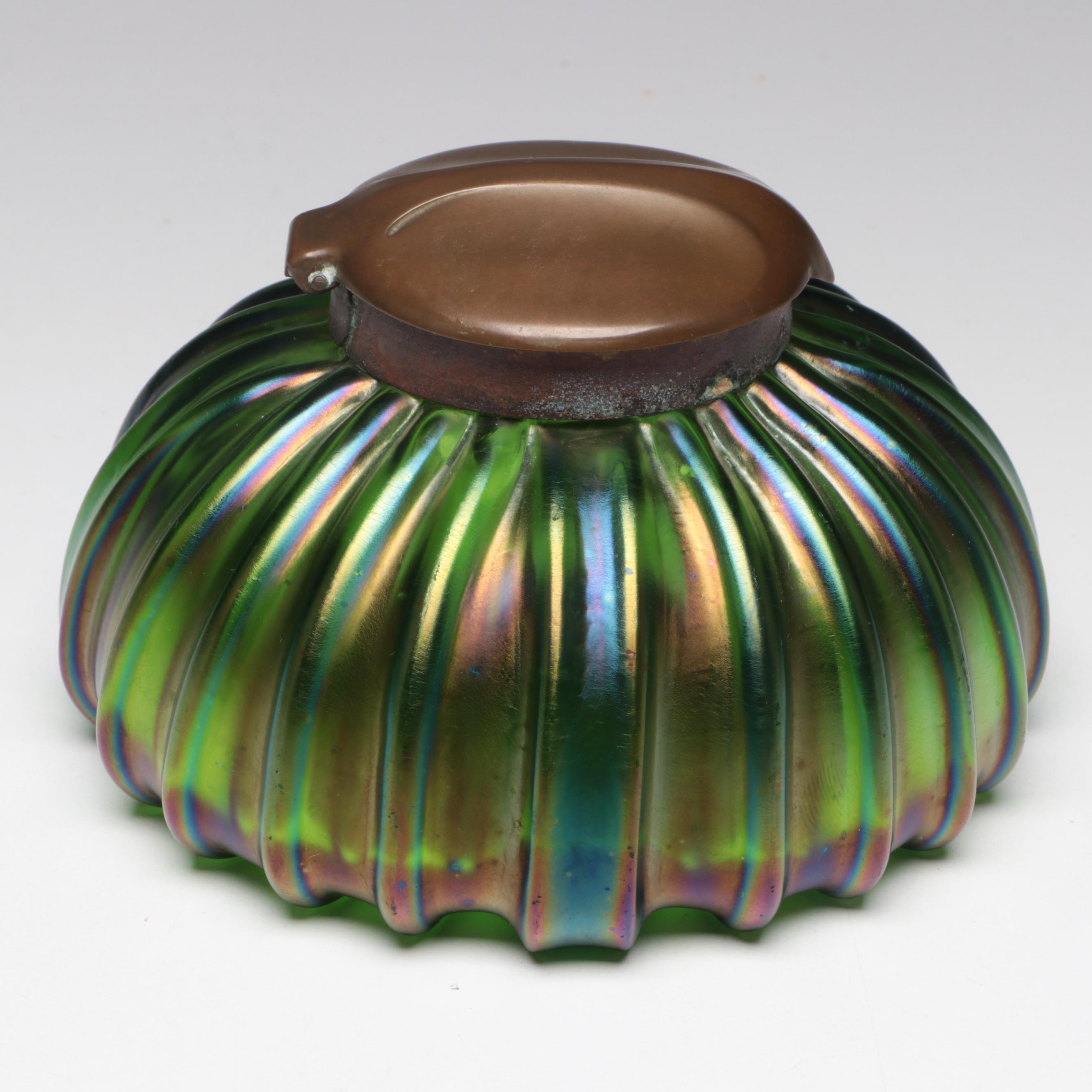 Loetz Iridescent Glass Art Nouveau Inkwell, Early 20th Century | EBTH
