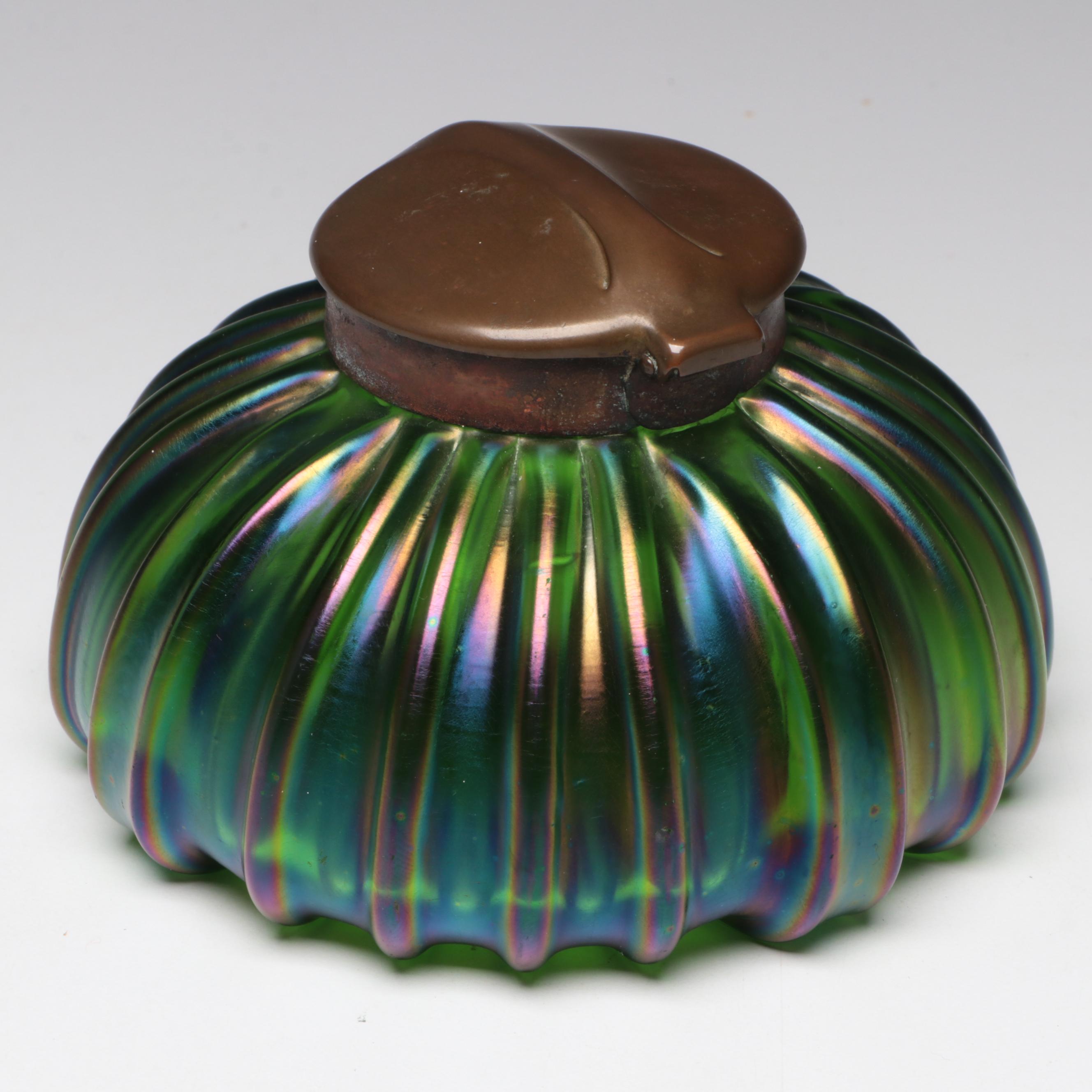 Loetz Iridescent Glass Art Nouveau Inkwell, Early 20th Century | EBTH