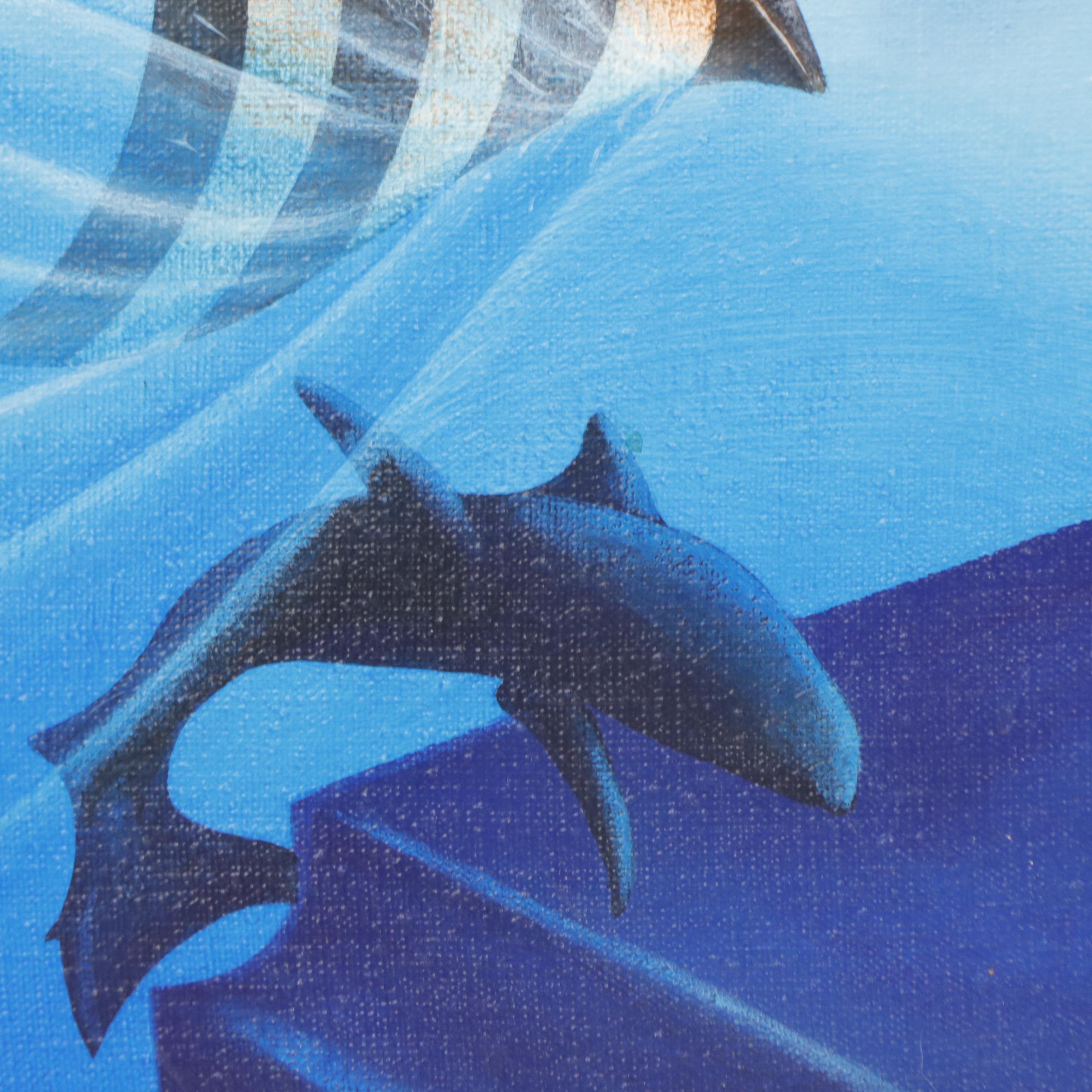 Paul Nehring Surrealist Style Acrylic Painting of Fish, 1982 | EBTH