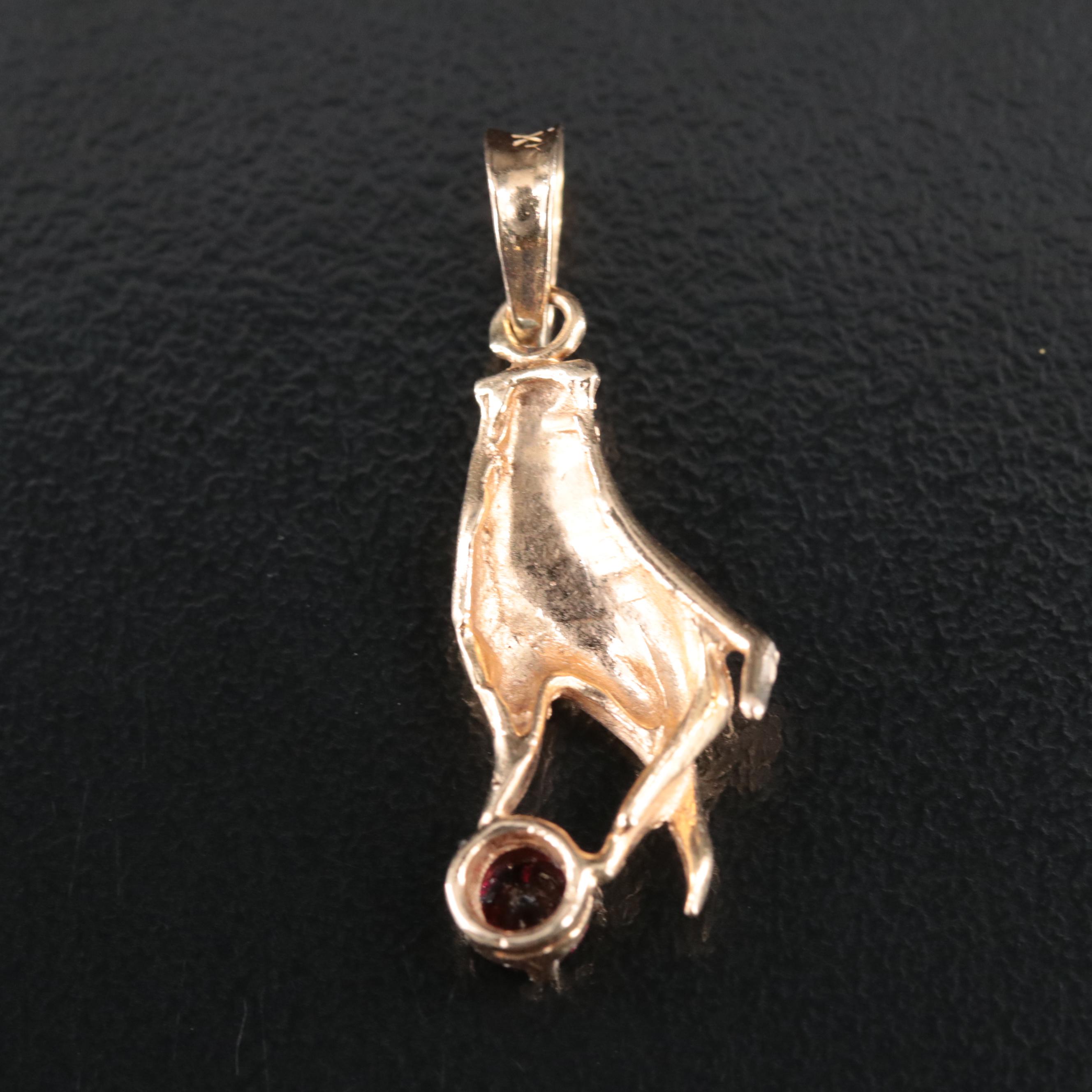 18K Garnet Hand Pendant | Everything But The House