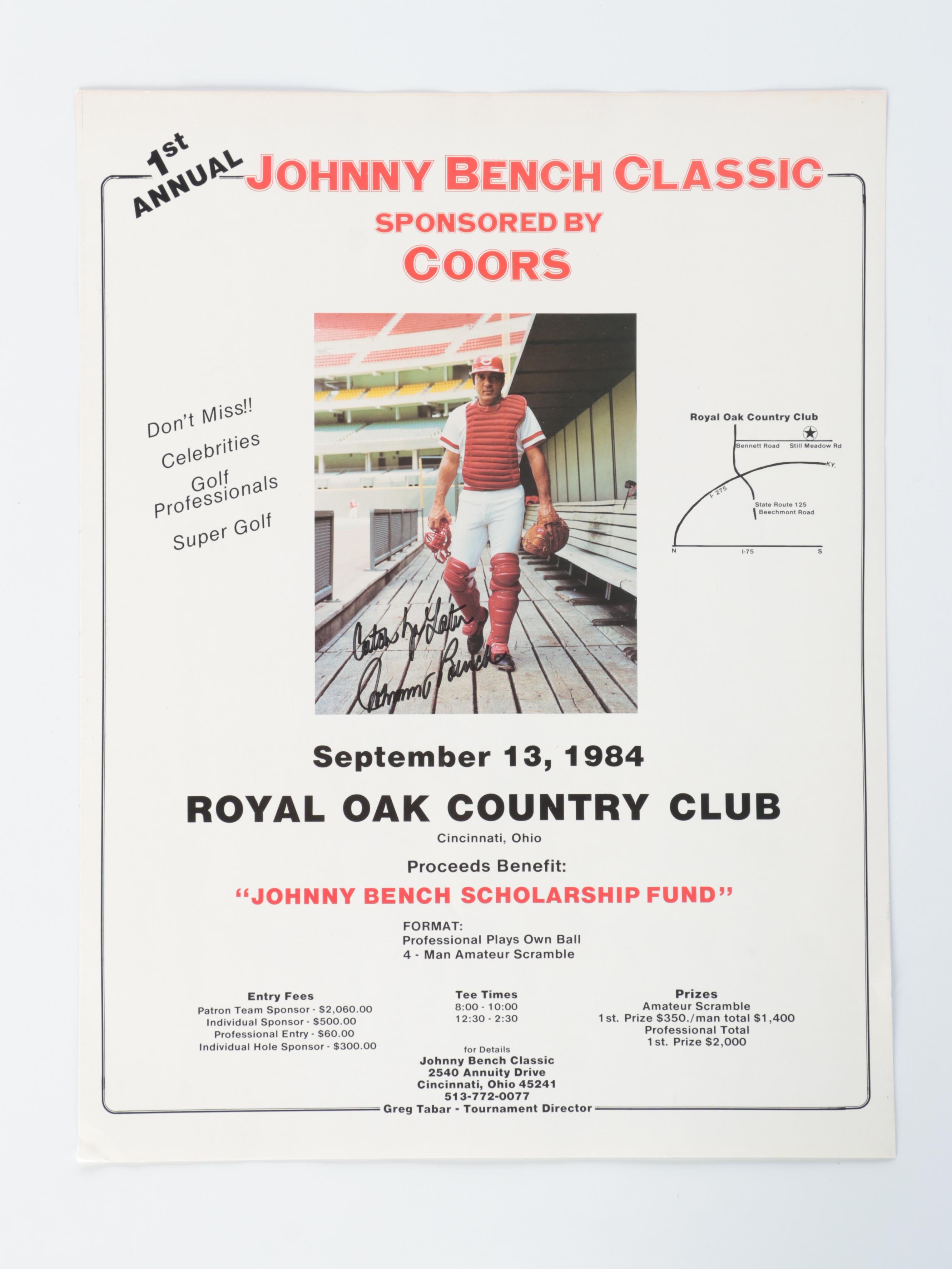 Johnny Bench Signed Prints with Ted Kluszewski Bat and More Reds ...