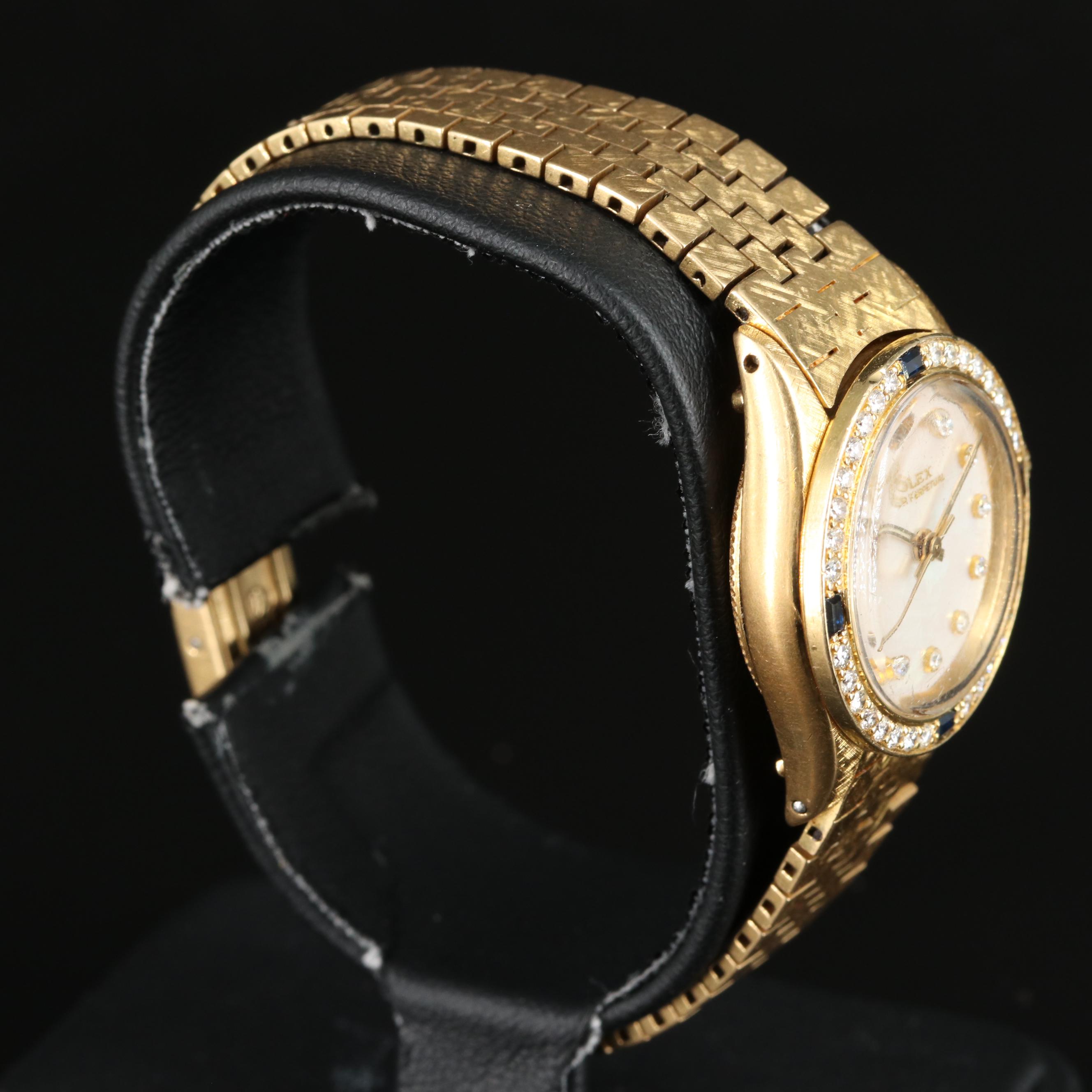 Modified Rolex Custom Mother-of-Pearl, Diamond Dial, Sapphire Bezel ...