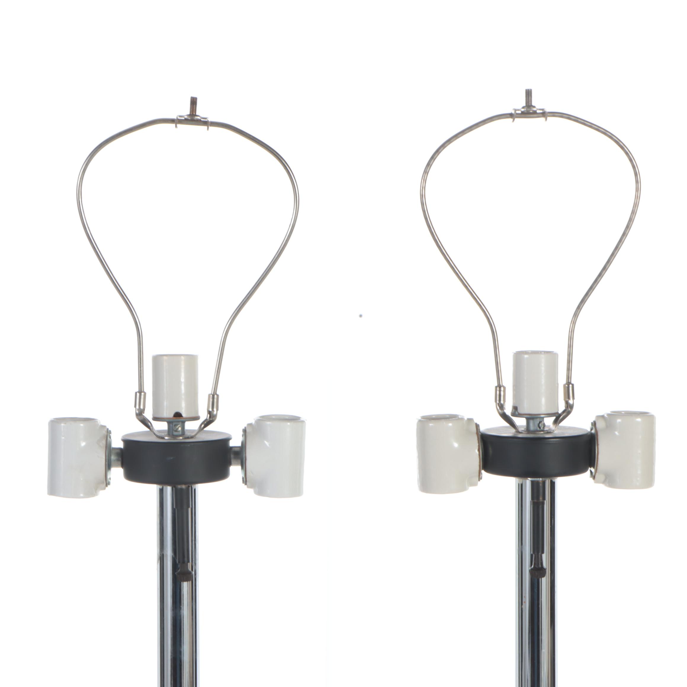 Pair of Polished Metal Three-Way Floor Lamps, Late 20th Century | EBTH