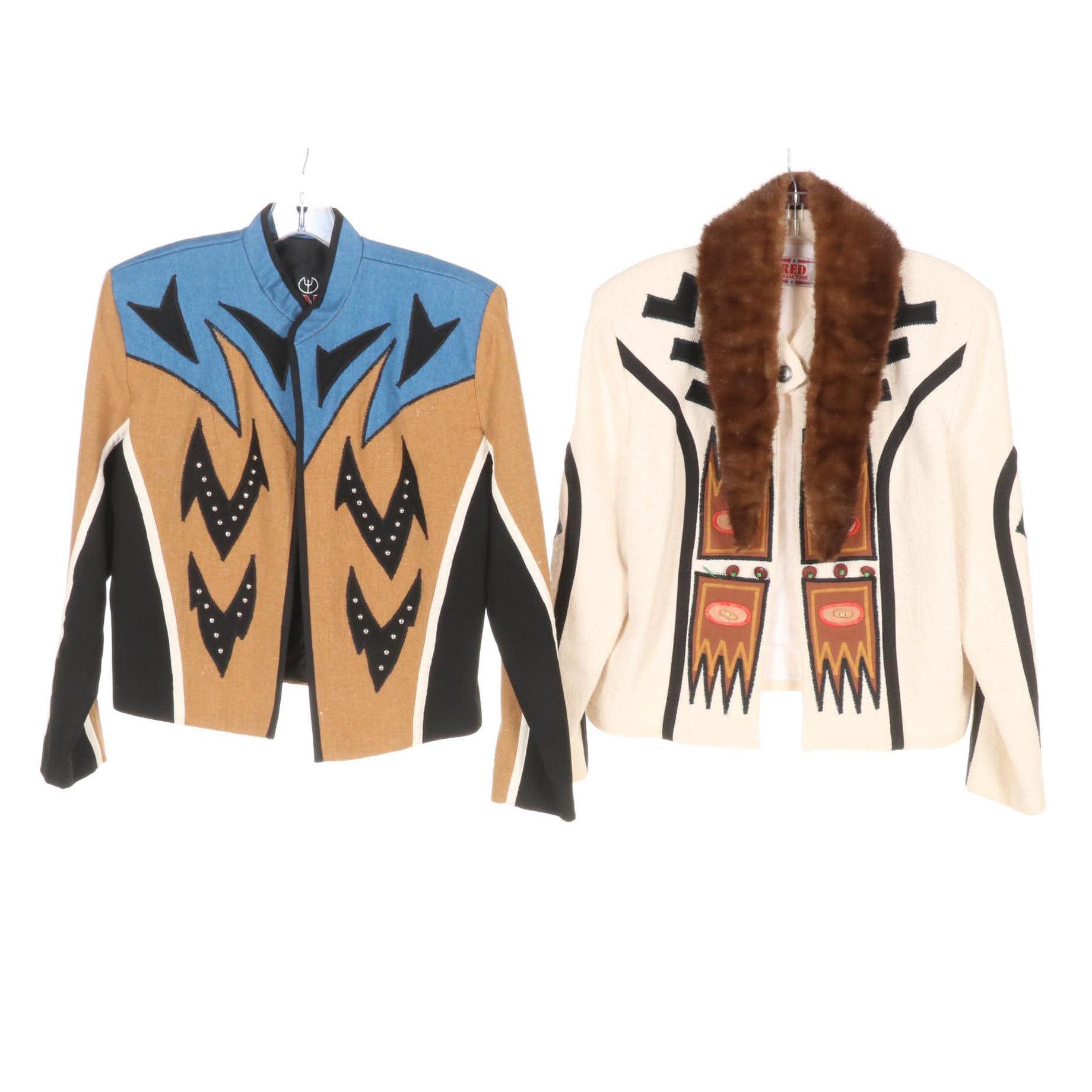 Two Western Style Jackets & Mink Fur Collar Featuring Red Collection ...