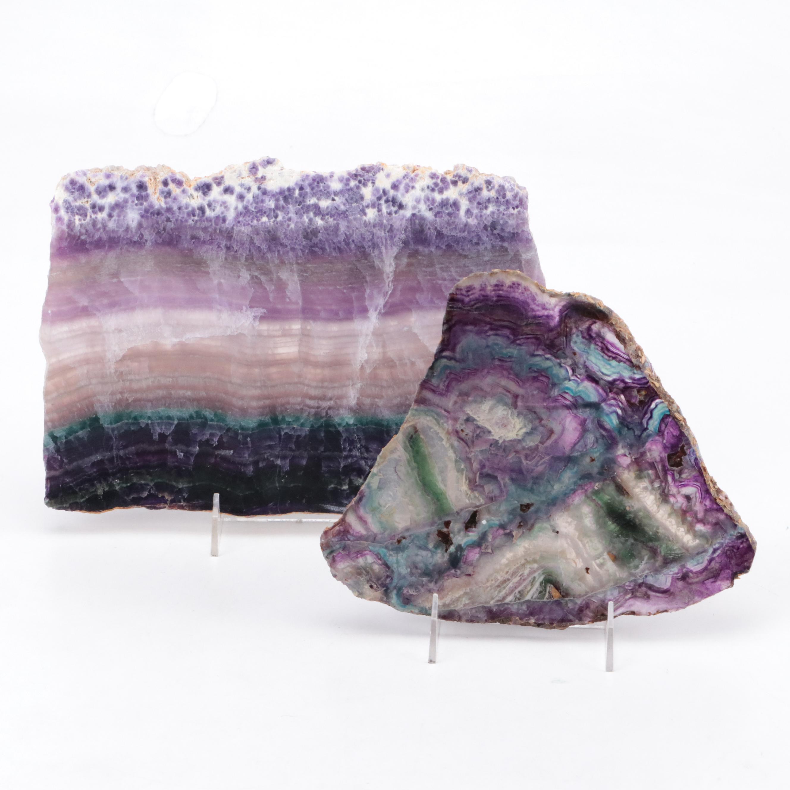 Polished Rainbow Fluorite Slabs | EBTH