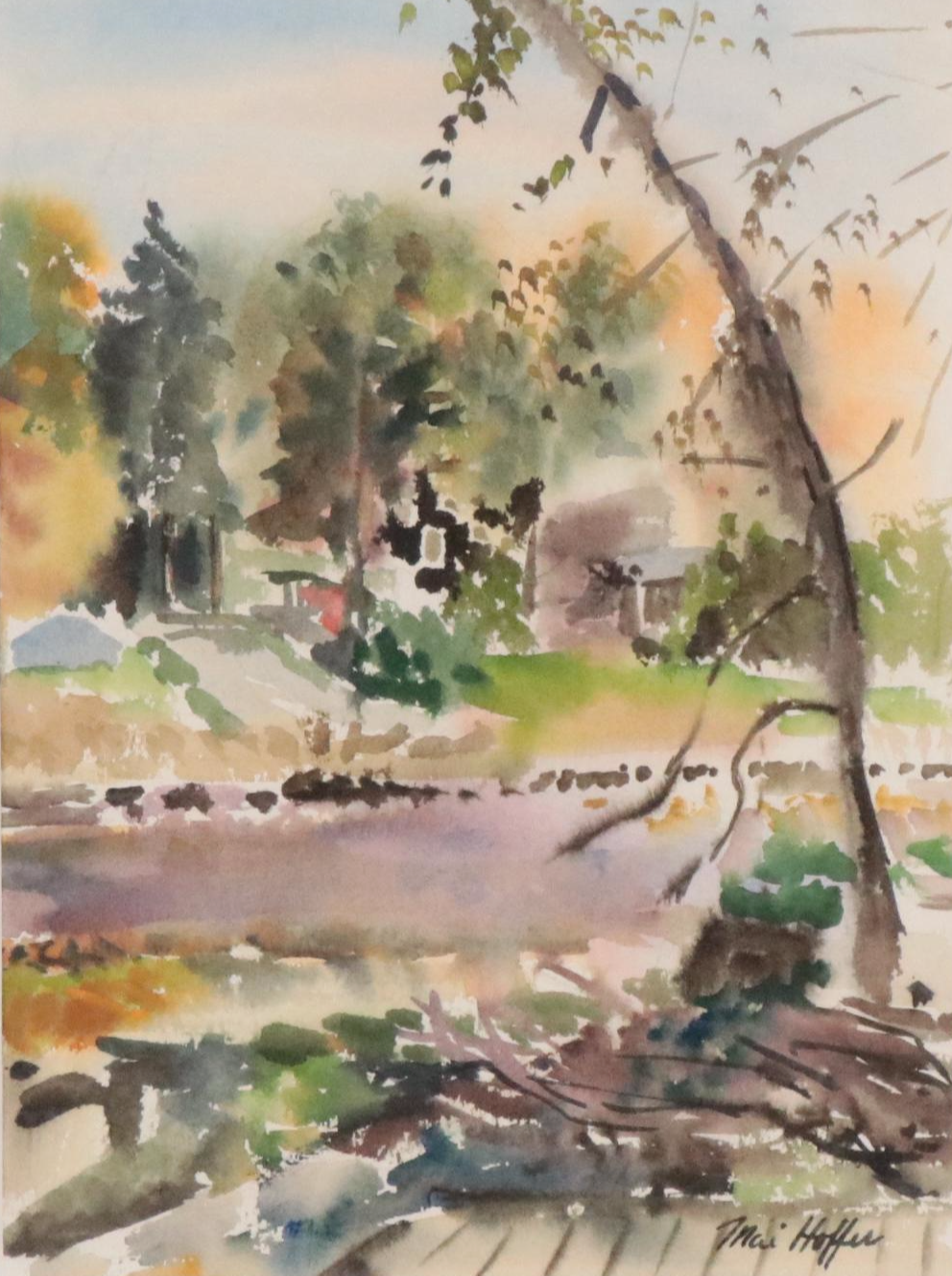 Mai Hoffer Landscape Watercolor Painting, Mid-Late 20th Century | EBTH