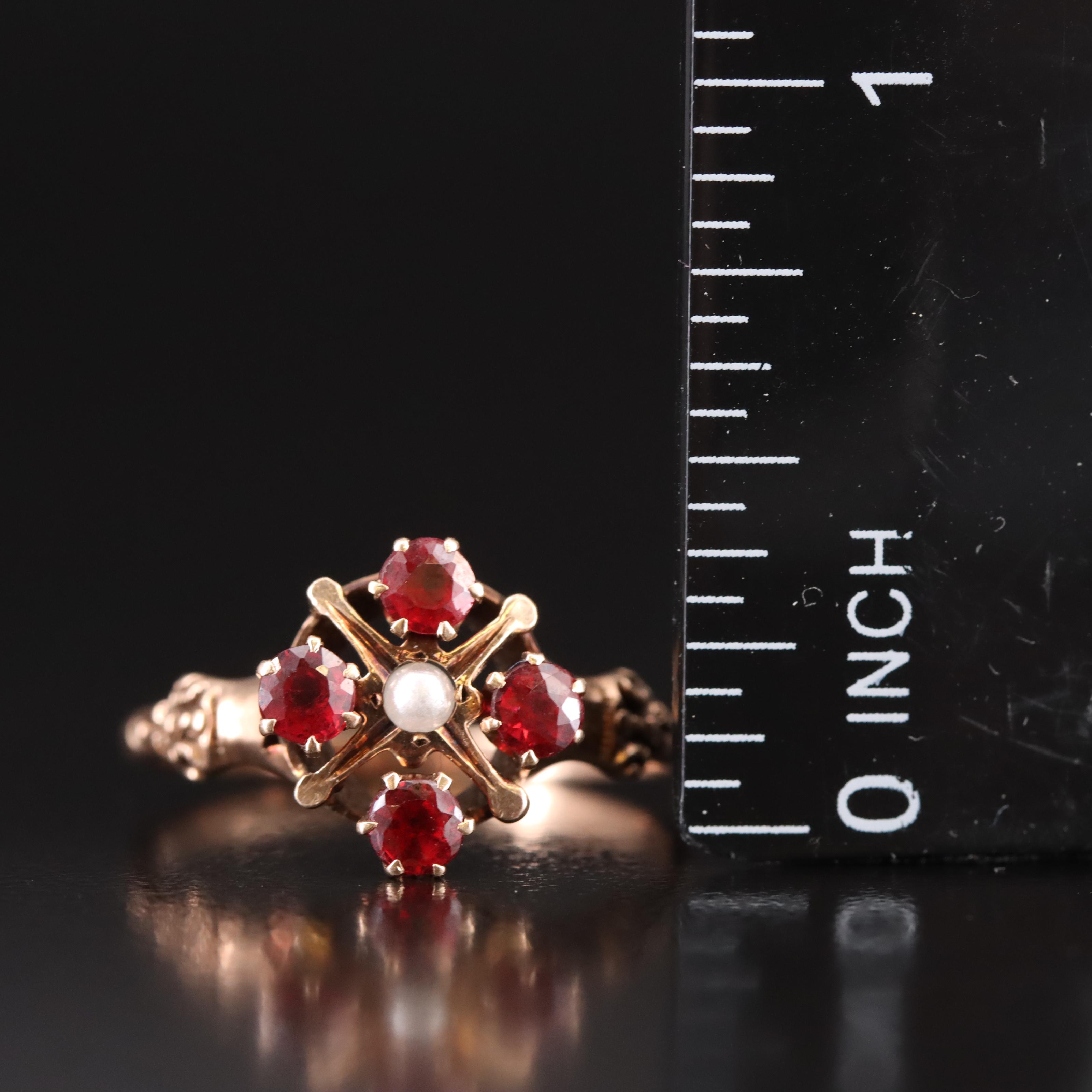 Vintage 10K Garnet and Glass Doublet Rose Gold Ring | EBTH