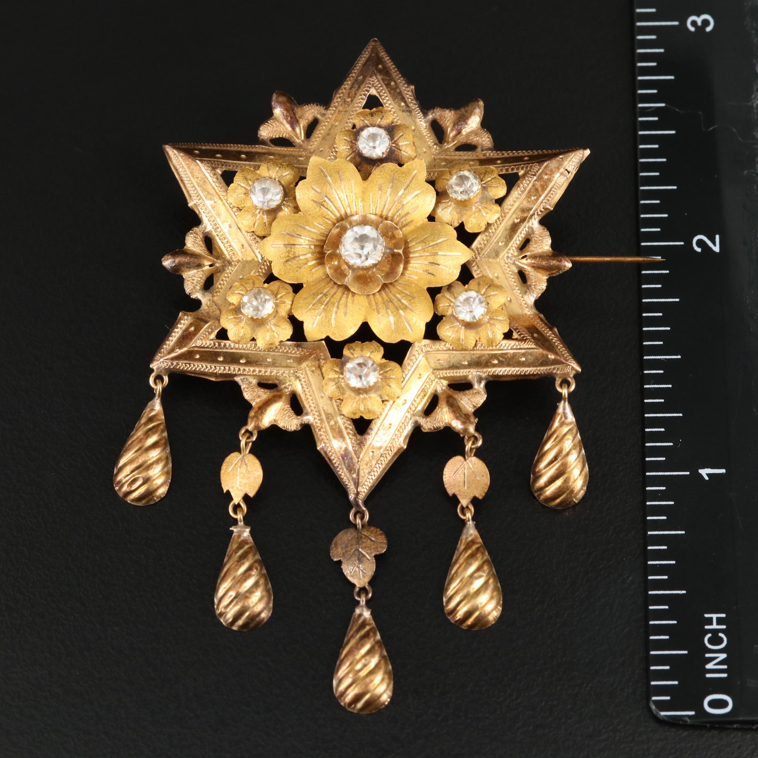 Victorian 18K Glass Paste Star Brooch | EBTH