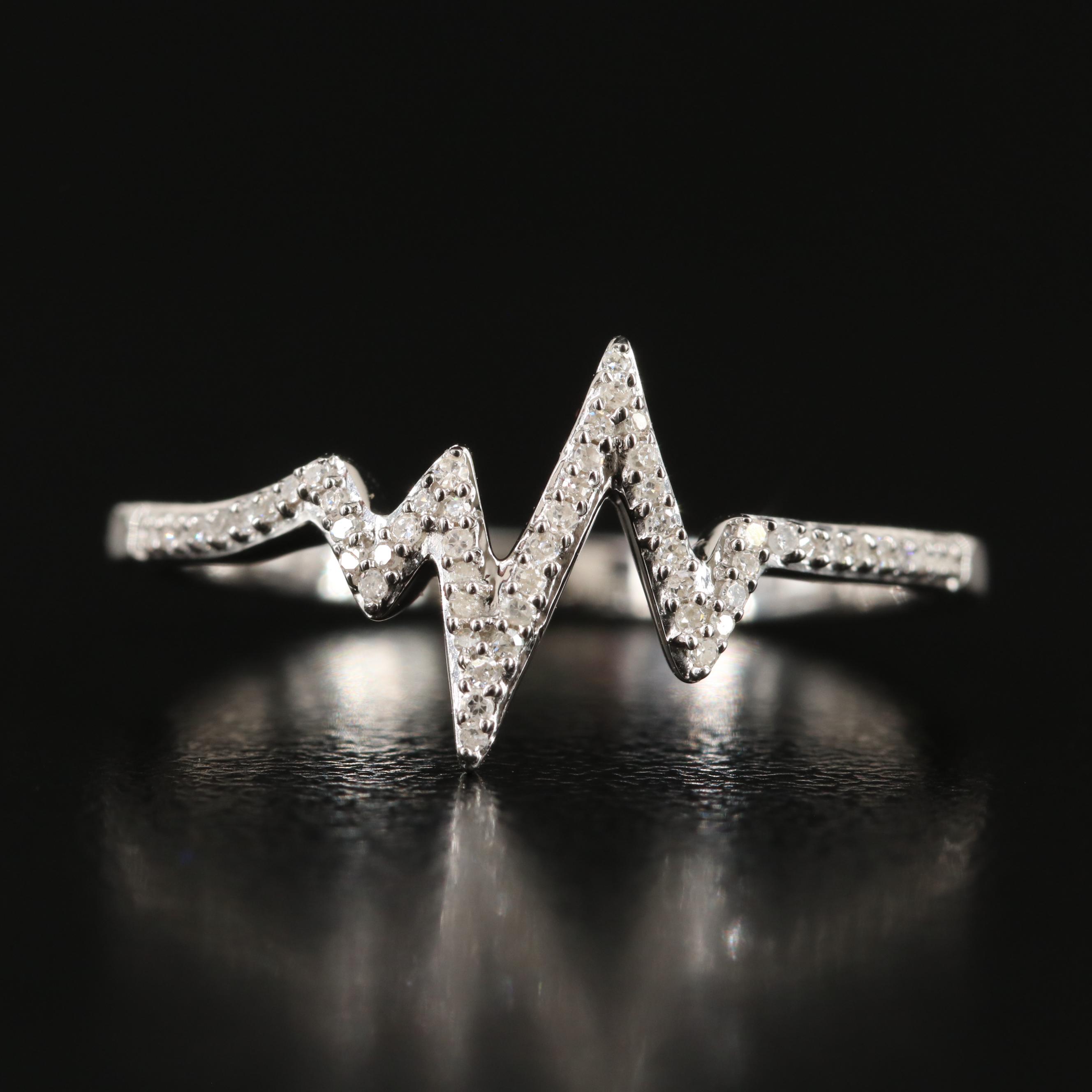 Sterling Diamond Heart Beat Ring | EBTH