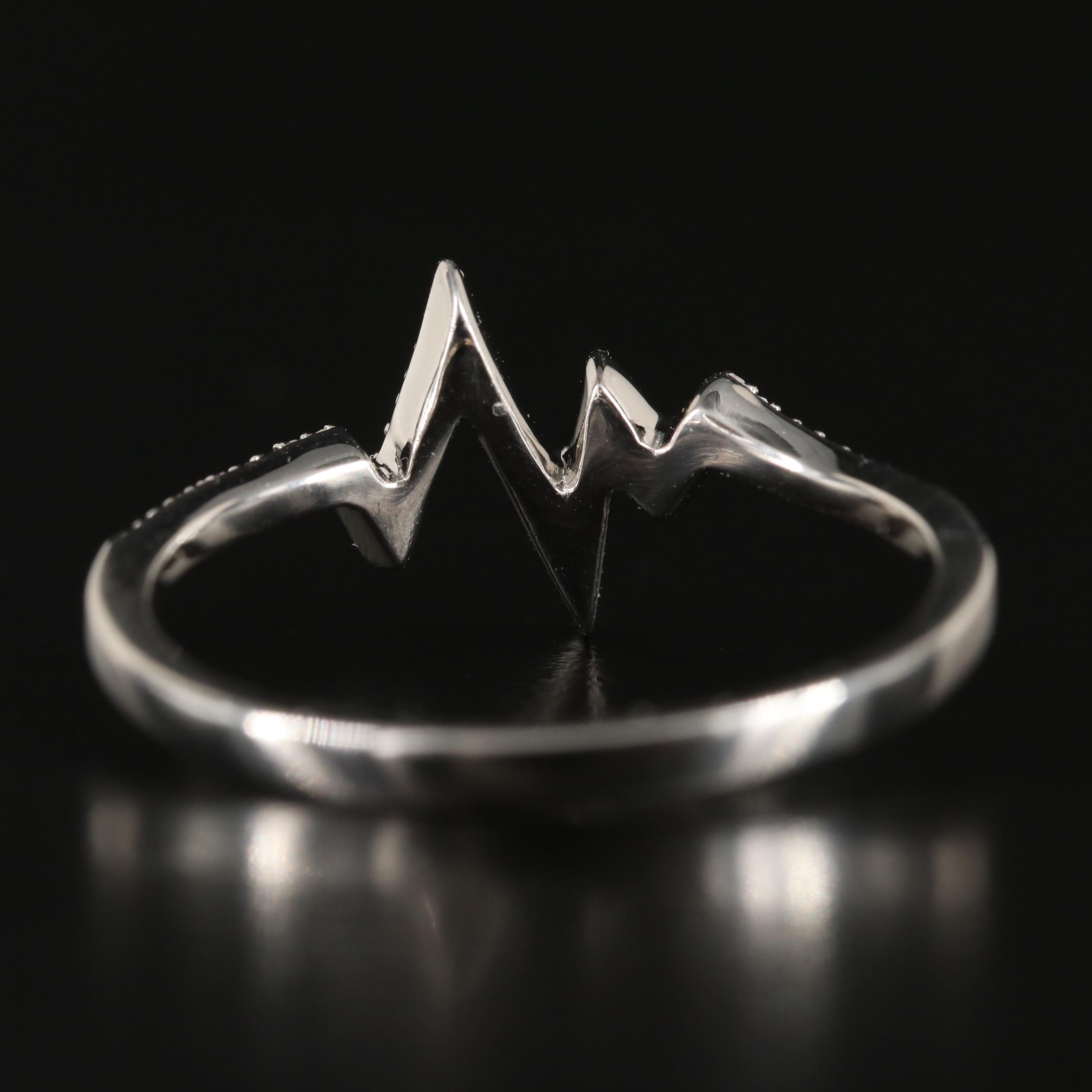 Sterling Diamond Heart Beat Ring | EBTH